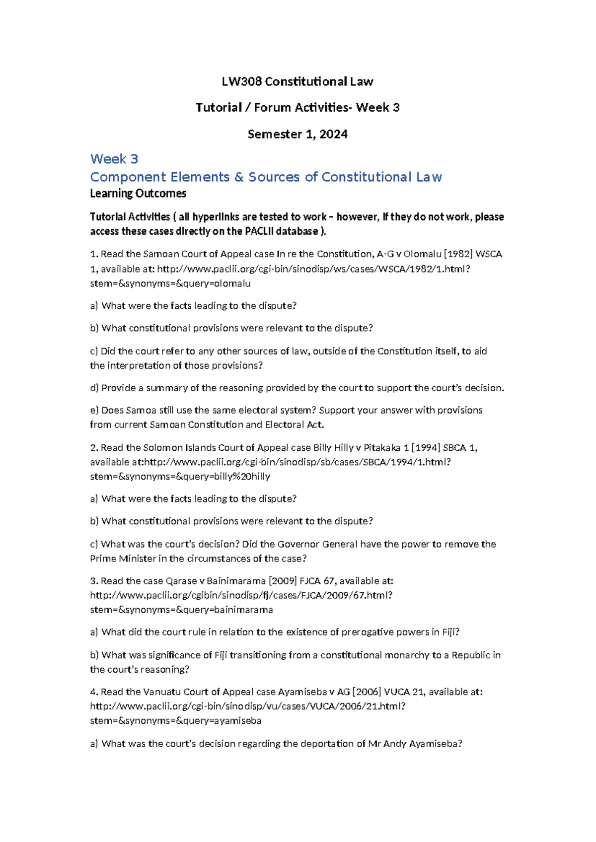 LW308 DF 3 - constitutional law - LW308 Constitutional Law Tutorial / Forum Activities- Week 3 ...