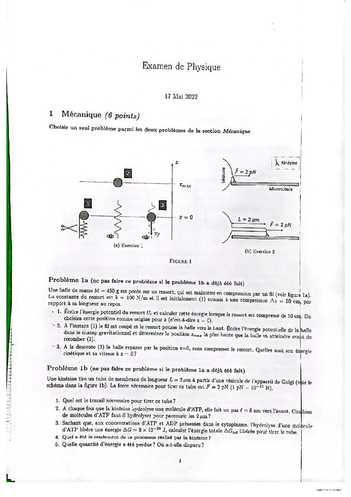 Examen Physique 2022 - Physique - Fondements - Studocu
