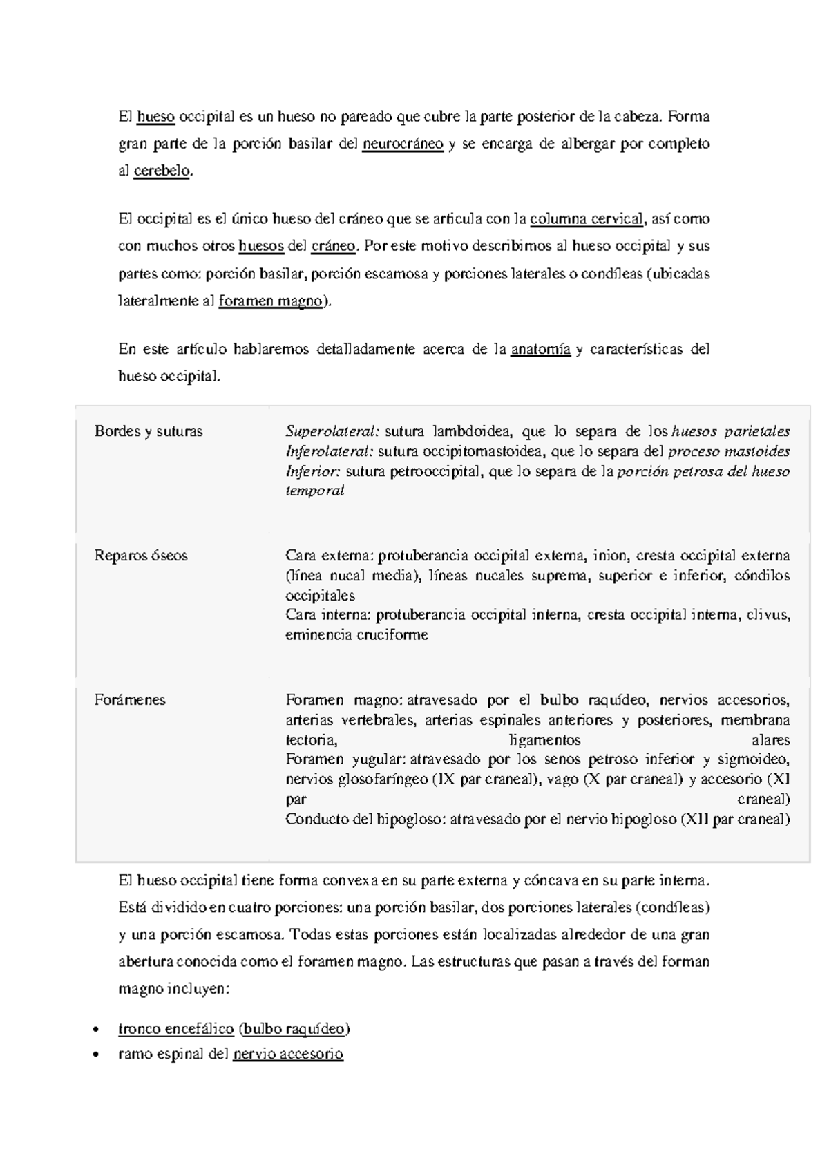 Hueso occipital - Forma gran parte de la porción basilar del ...