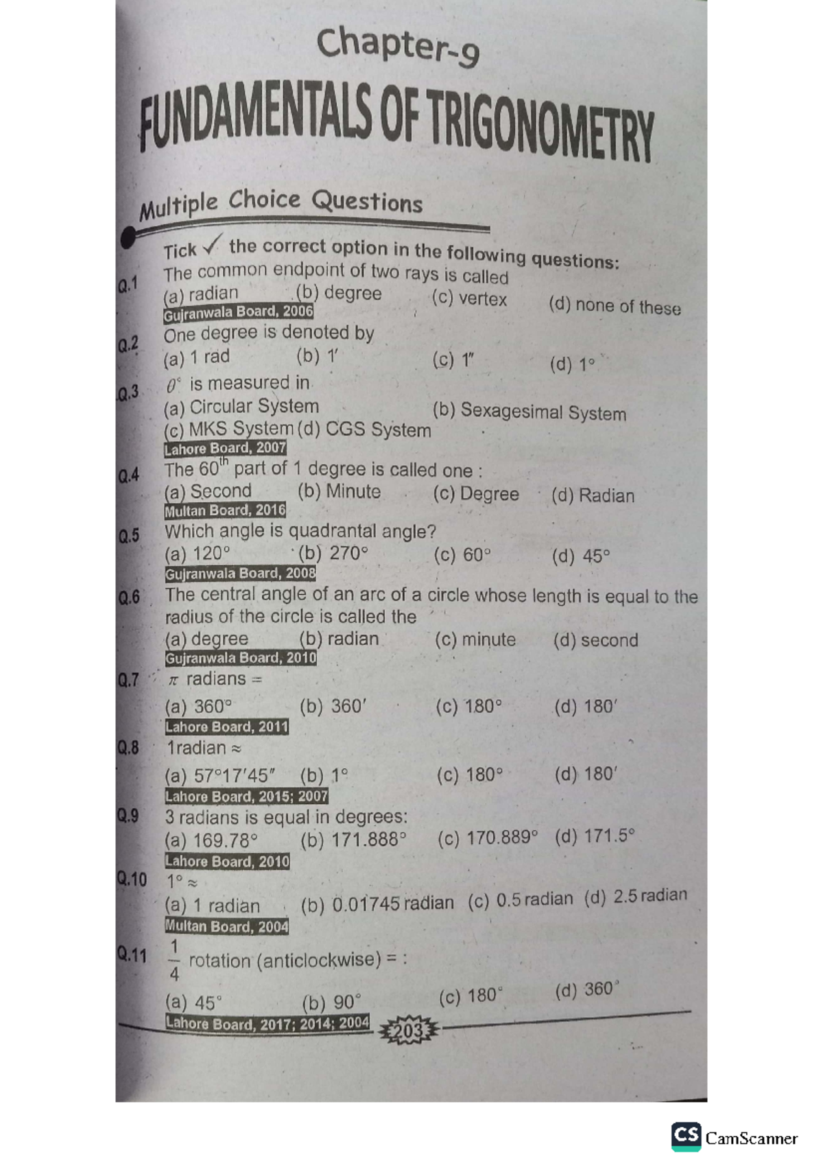 Trigonometry MCQs - Summary Heinemann Physics 12 - Basic Physics - Studocu