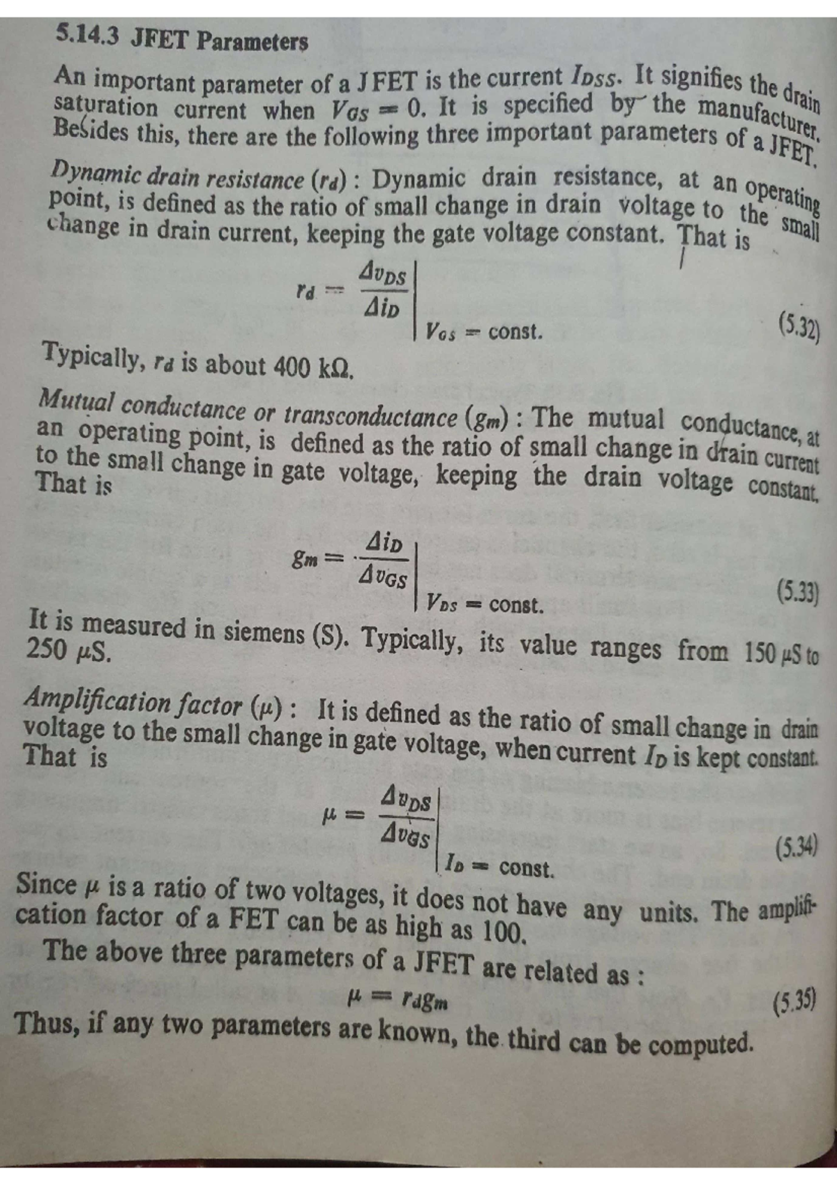 JFET parameters - JFET - Bsc physics - StuDocu