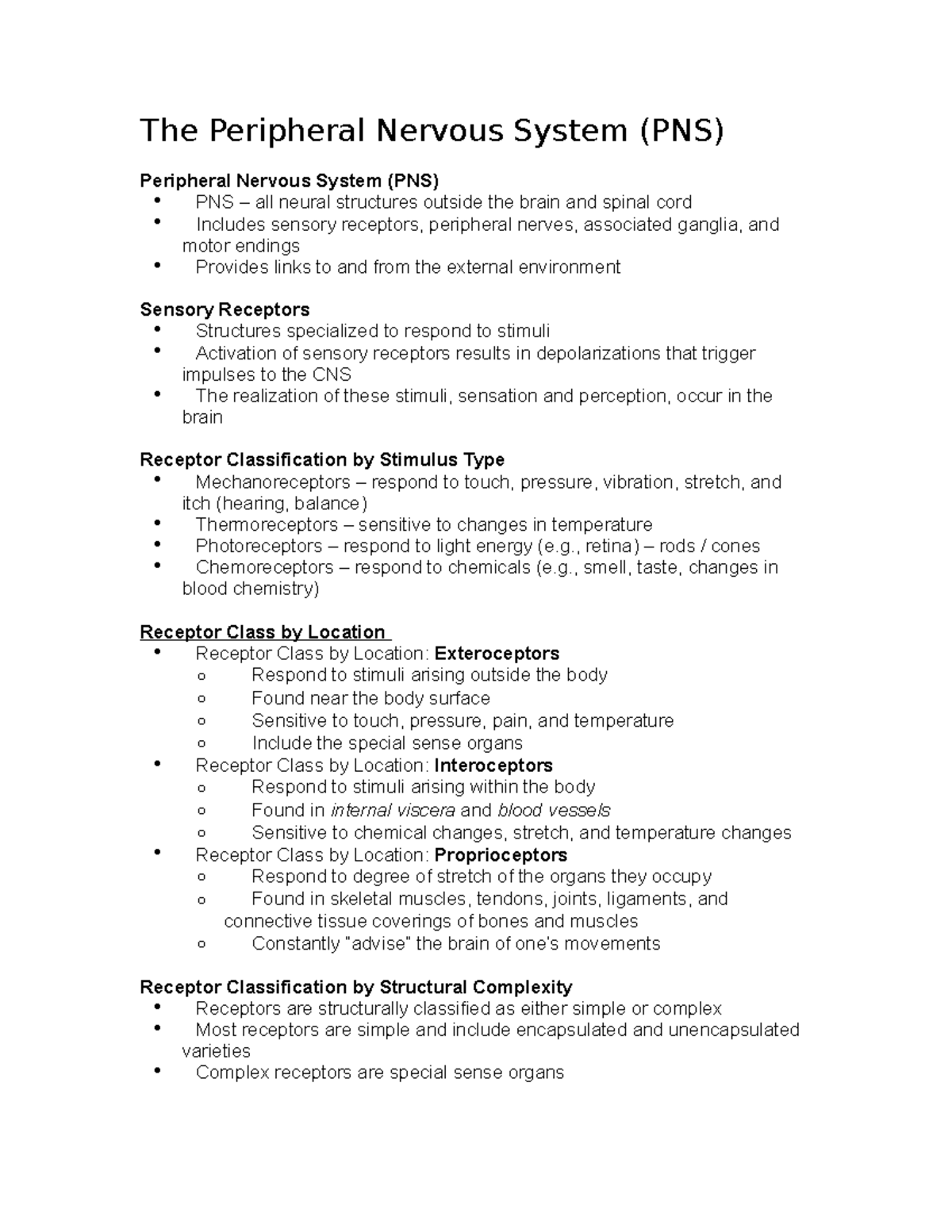 Ch 13 Physio PNS - The Peripheral Nervous System (PNS) - The Peripheral ...