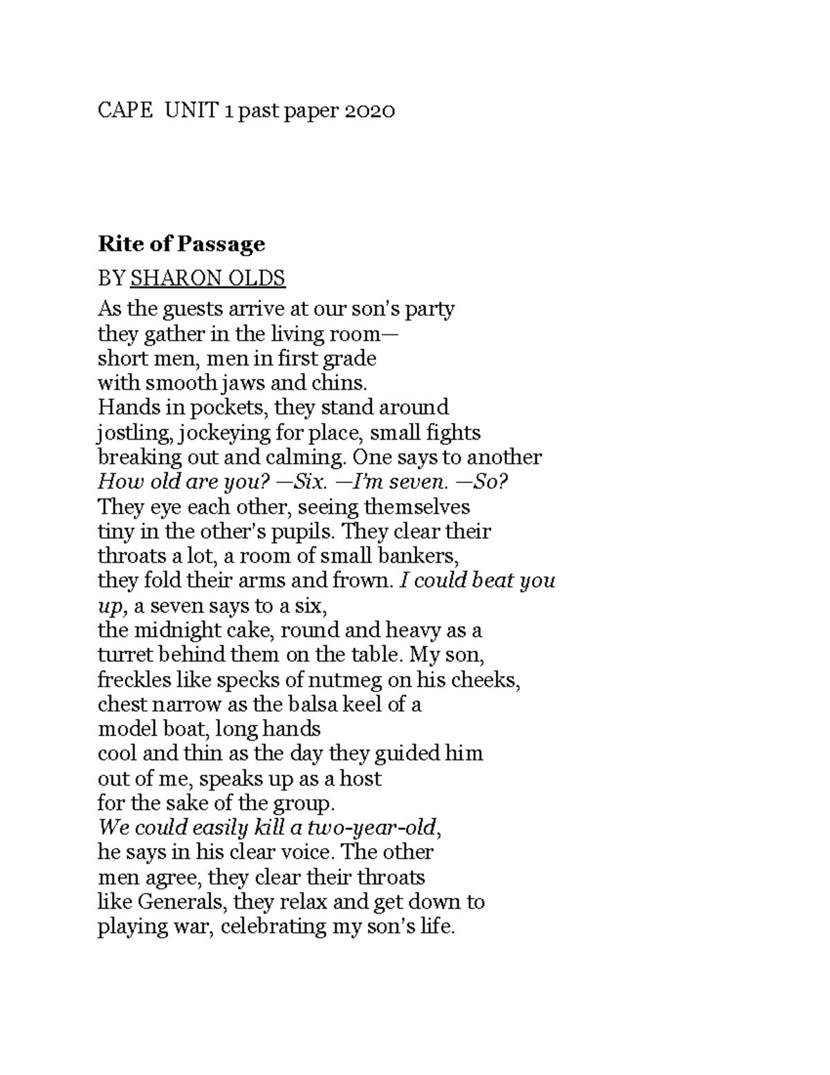 CAPE UNIT 1 past paper 2020-A4905 - CAPE UNIT 1 past paper 2020 Rite of ...