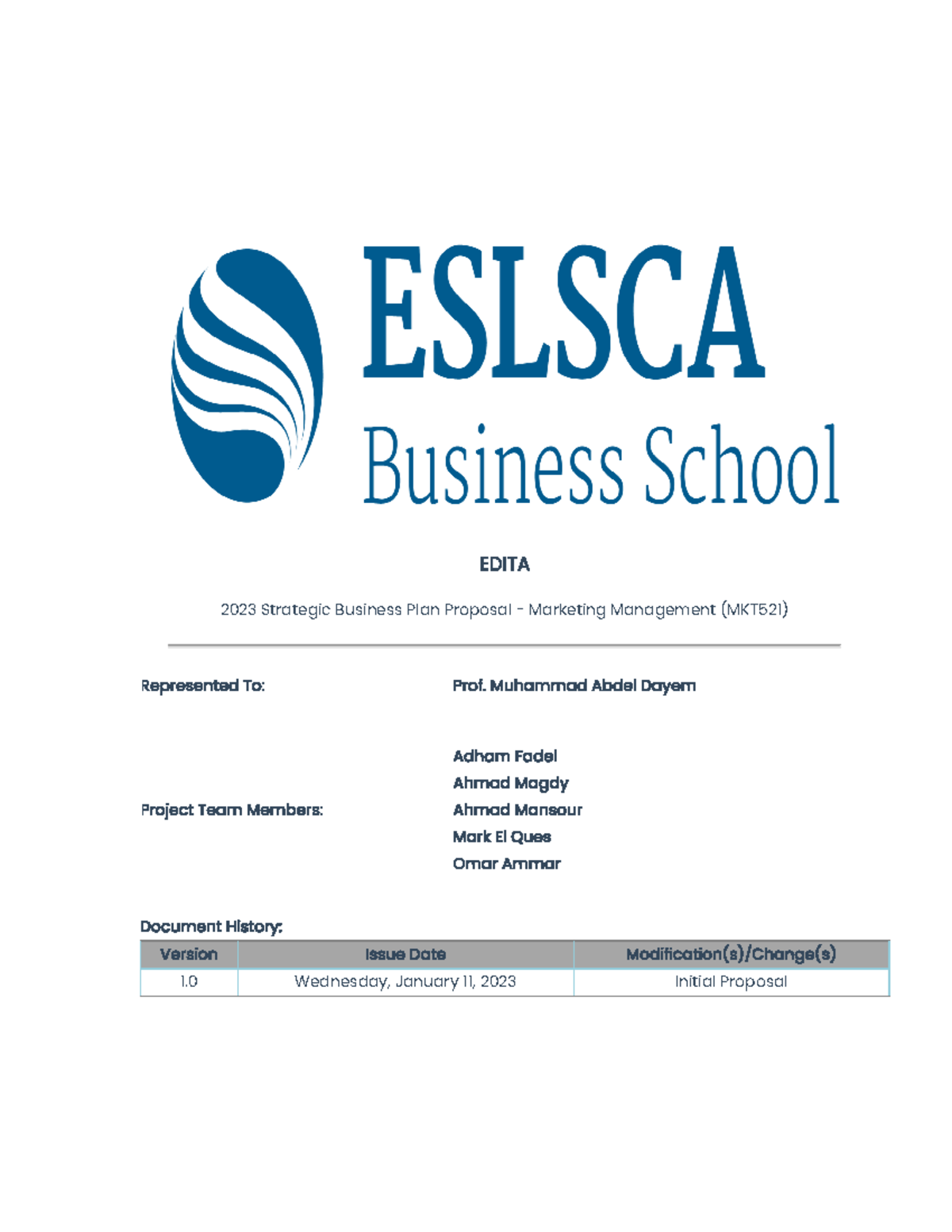 Edita Strategic Business Plan Final Project - EDITA 2023 Strategic ...