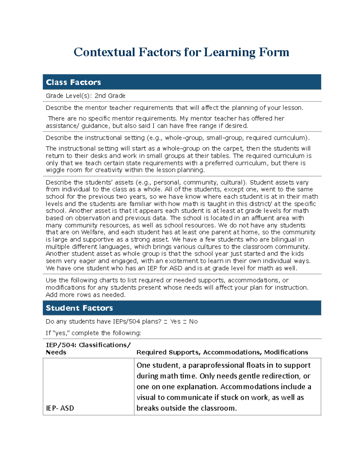 1 contextual factors for learning form - Contextual Factors for ...