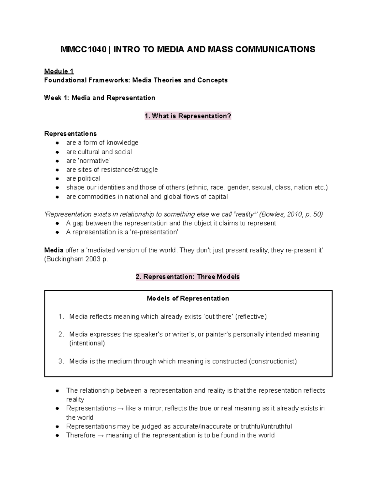 Introduction to Media and Mass Communications Notes - MMCC1040 | INTRO ...