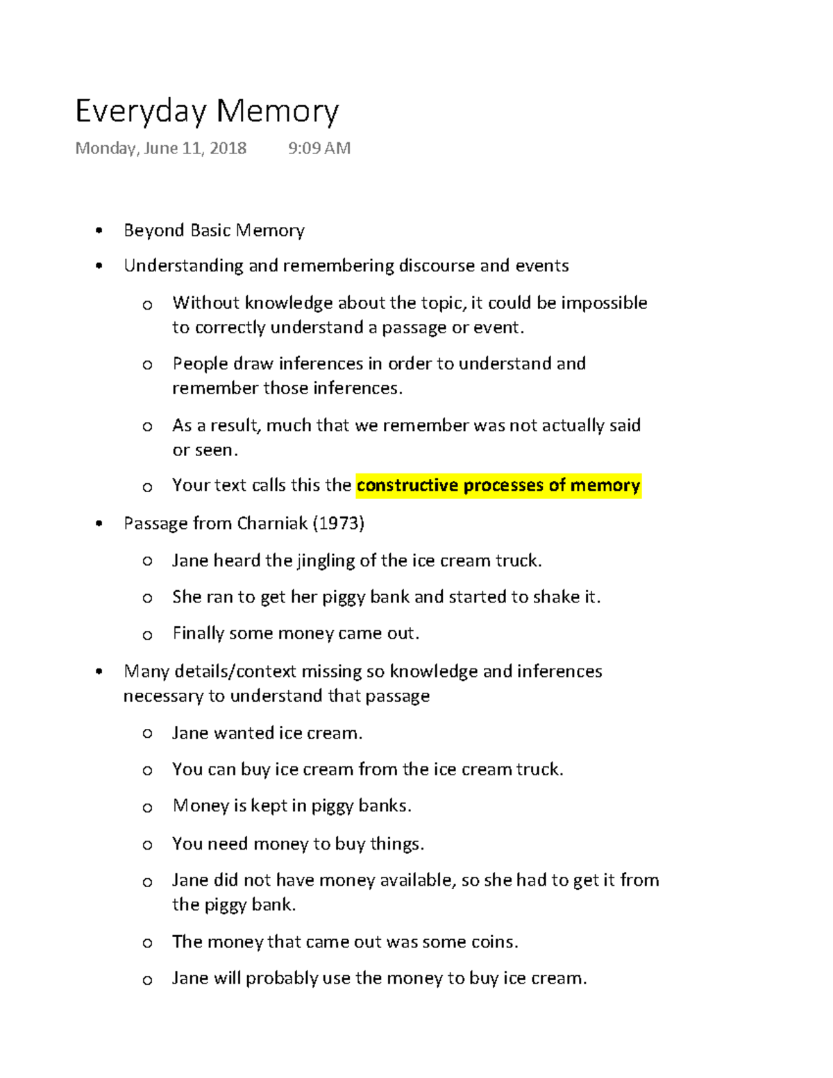 Everyday Memory - Summary Social Psychology - Everyday Memory Monday ...