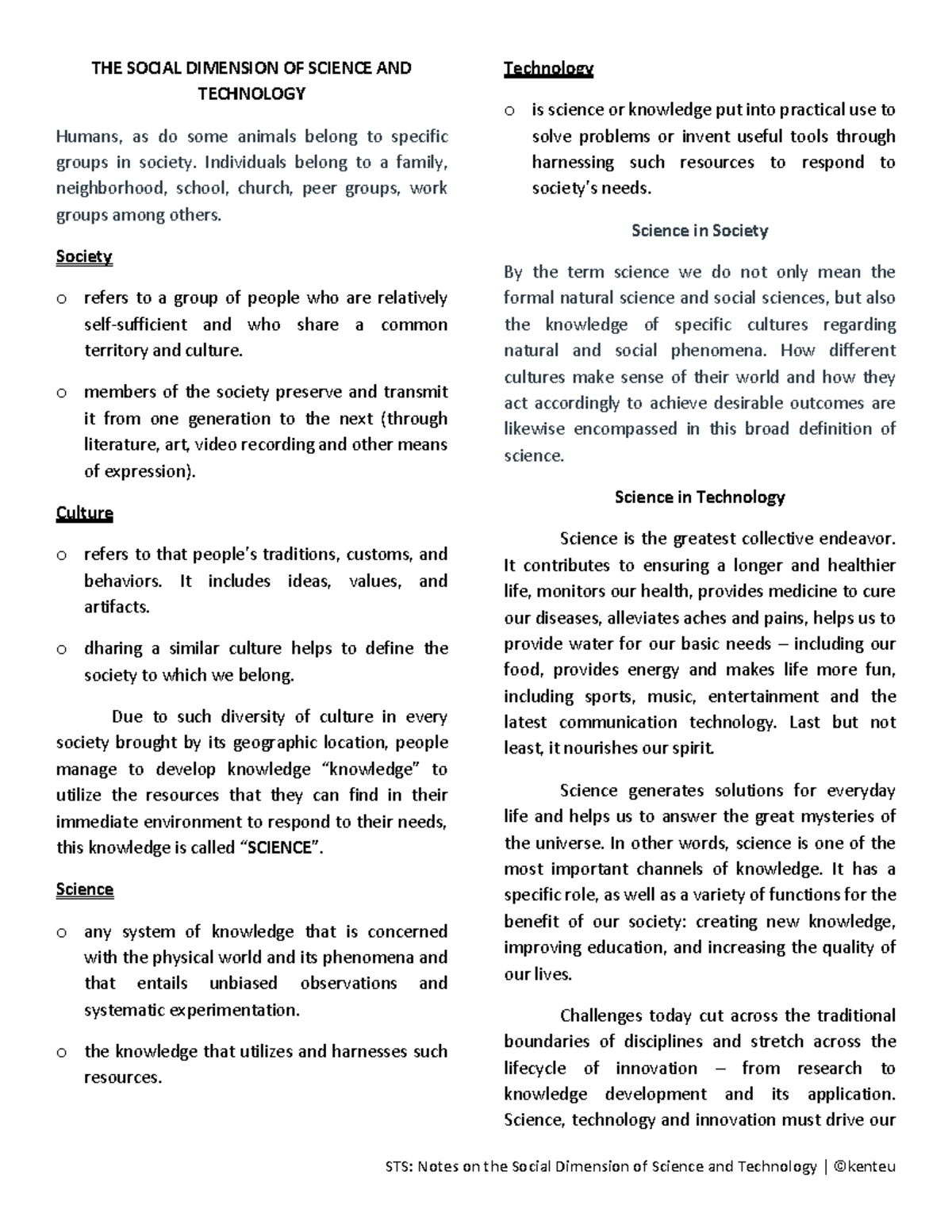 STS.(Notes 01) The Social Dimension of Science and Technology - STS ...