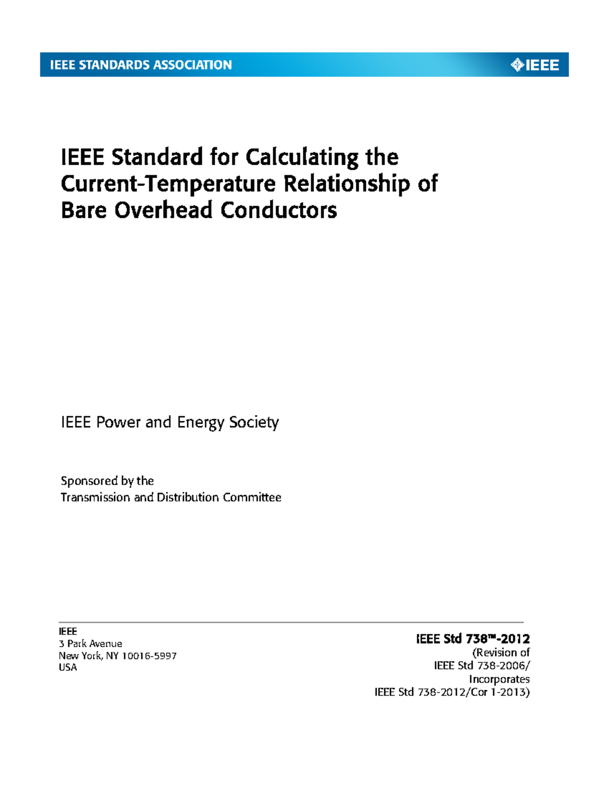 IEEE Std 738 Ampacity Calculation - IEEE Standard for Calculating the ...
