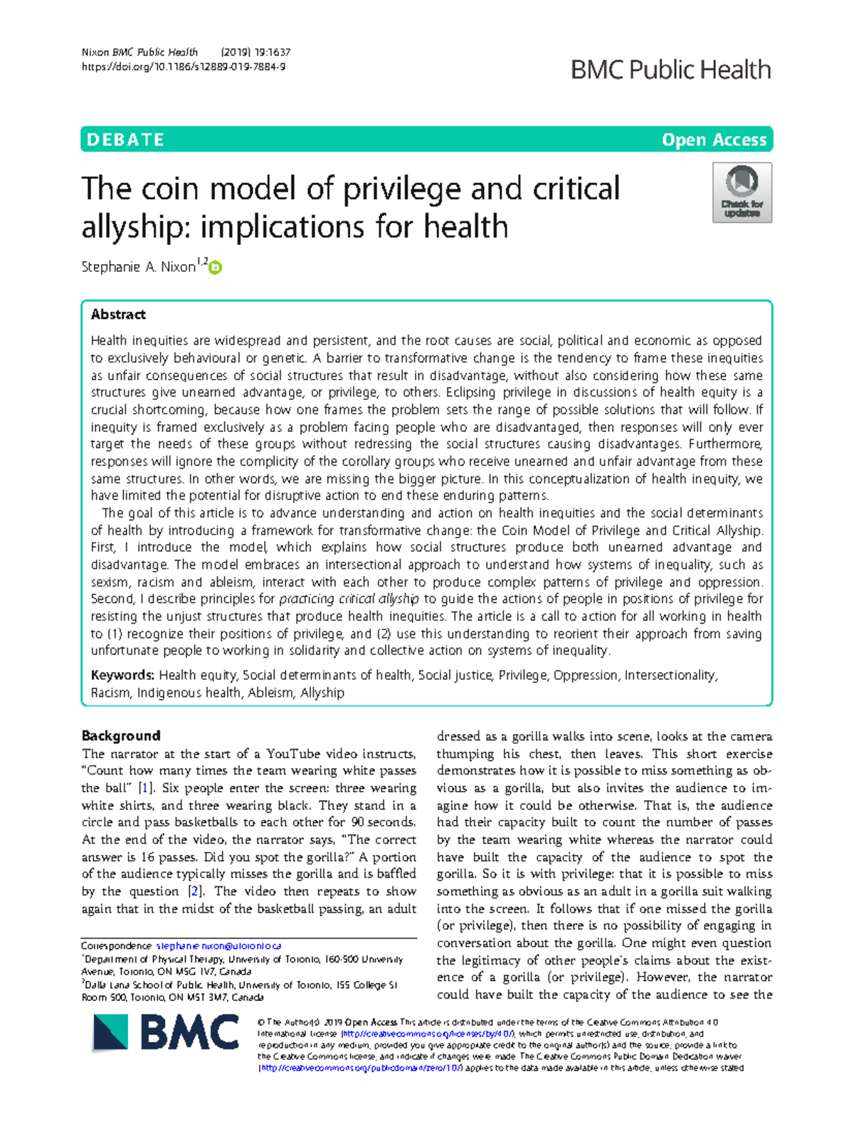 COIN Model - D E B A T E Open Access The coin model of privilege and ...