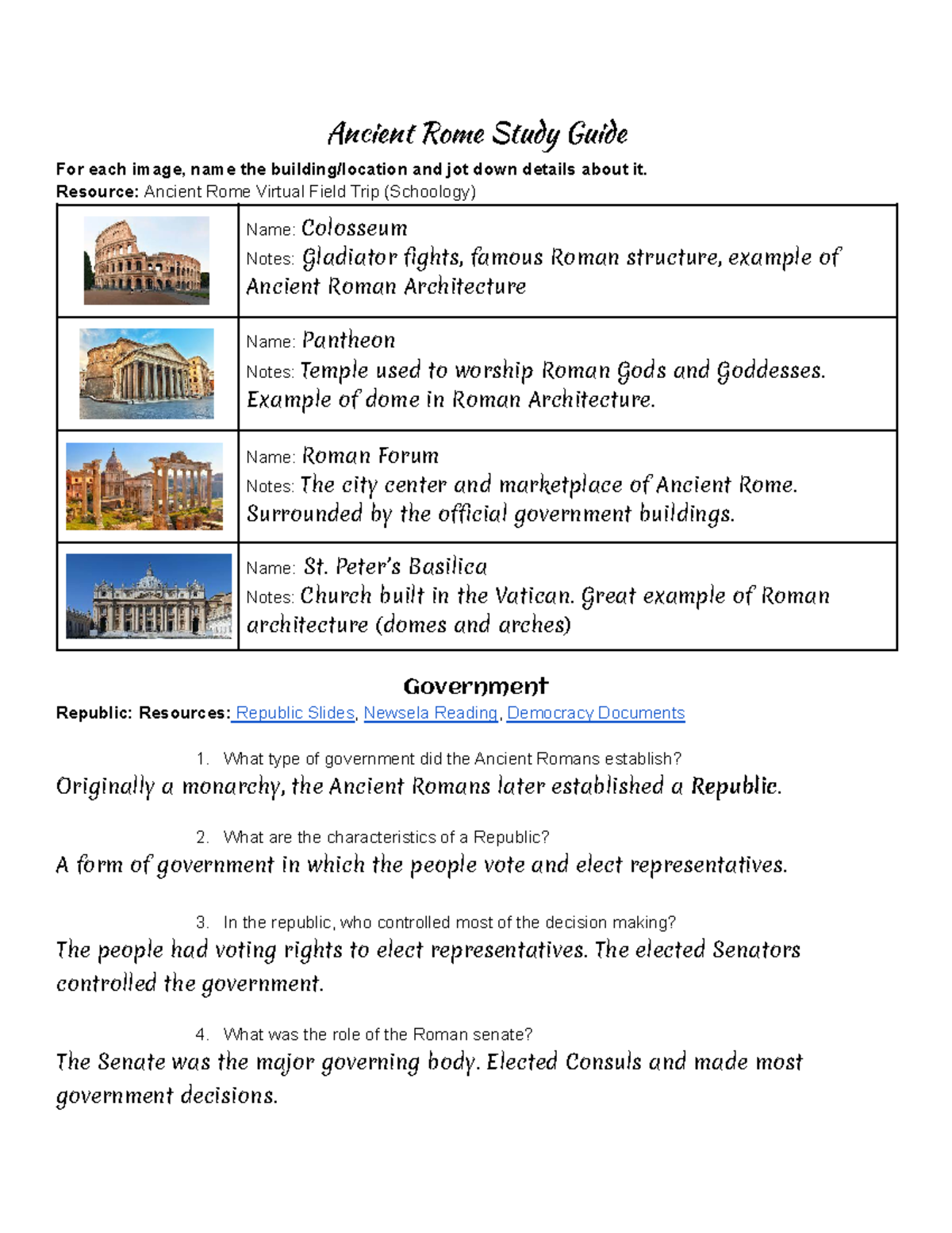 (KEY)+Ancient+Rome+Study+Guide 2 - Ancient Rome Study Guide For each ...