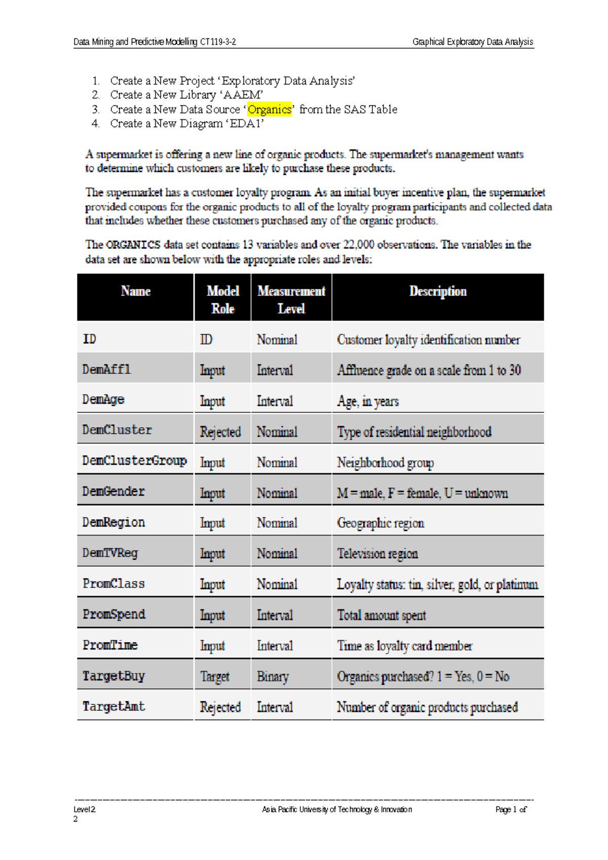 Lab2 Graphical Exploratory data analysis - Data Mining and Predictive Modelling CT119-3-2 ...