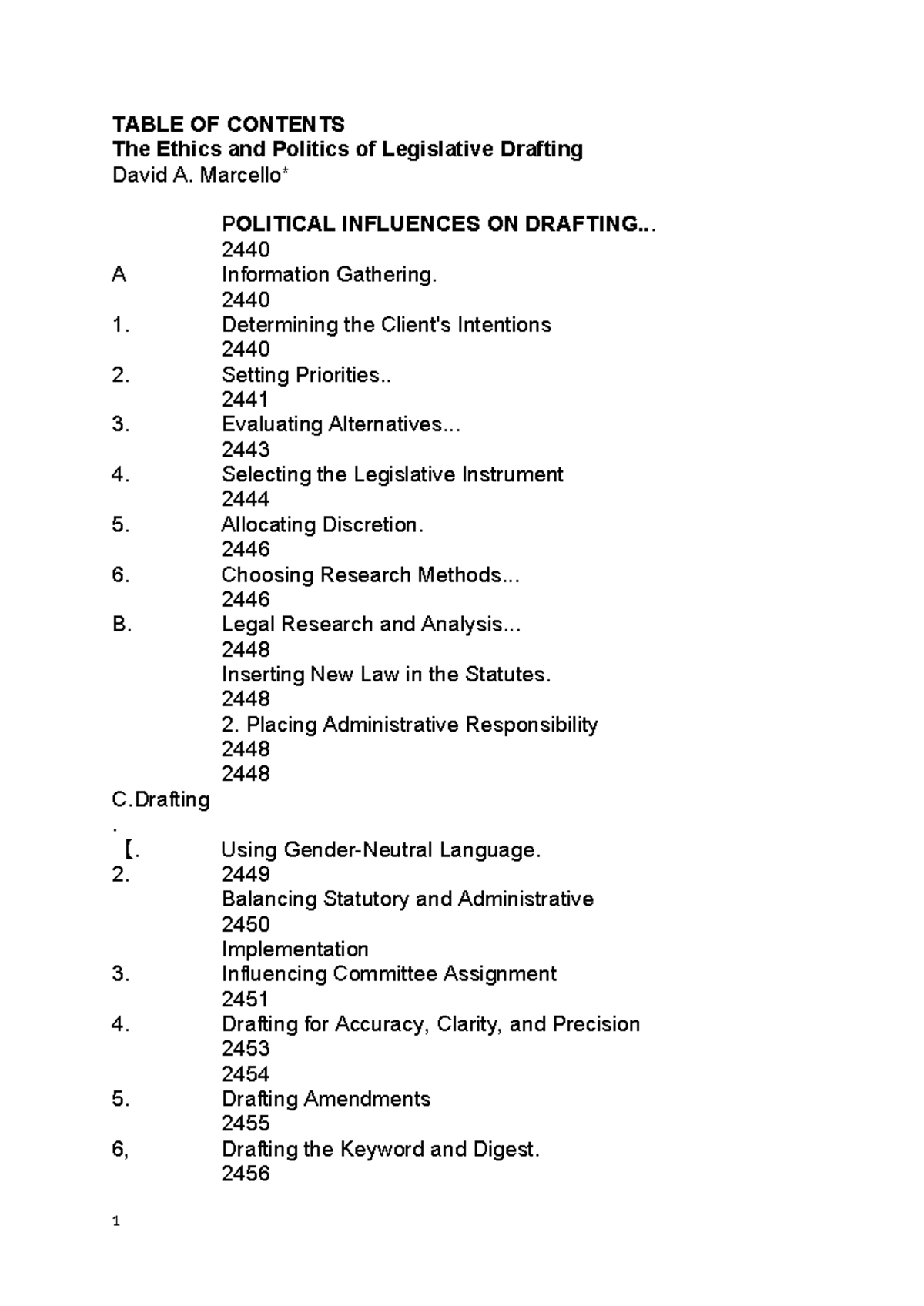 Legislative Drafting (hand out on ethics and politics on legislative ...