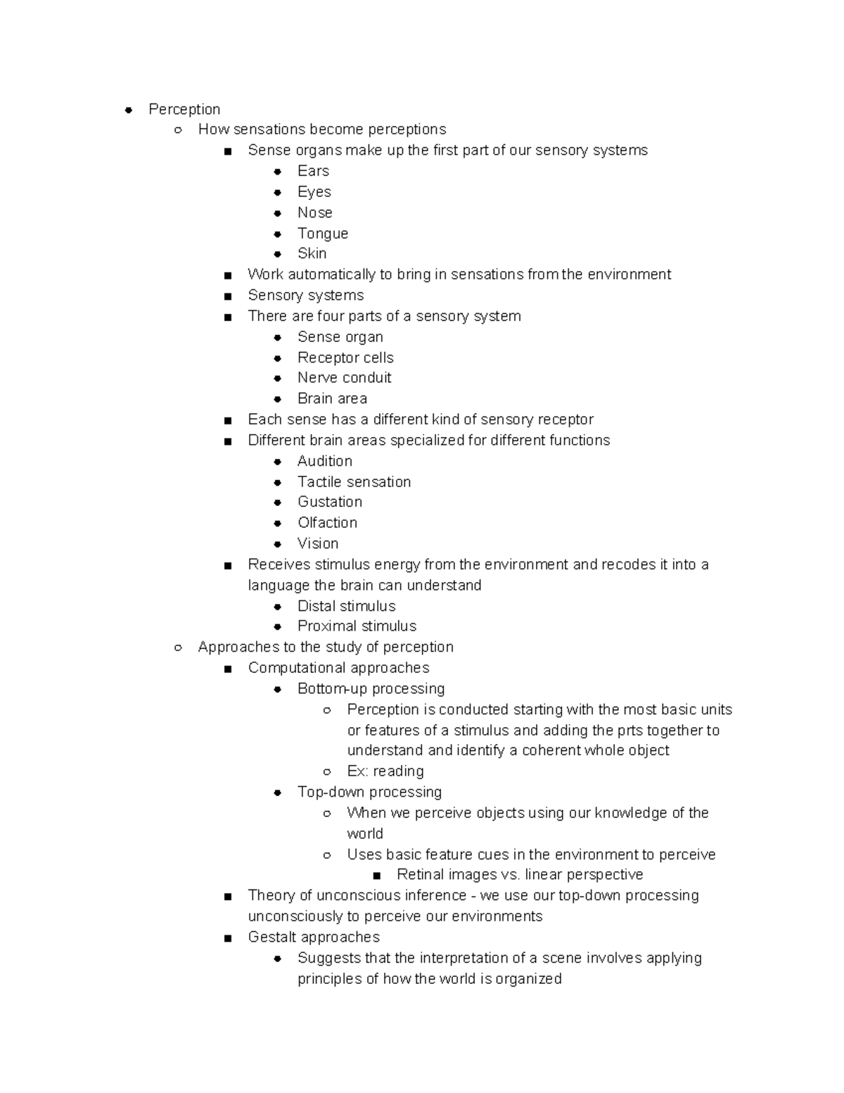 Chapter 3 Perception - Perception How sensations become perceptions ...