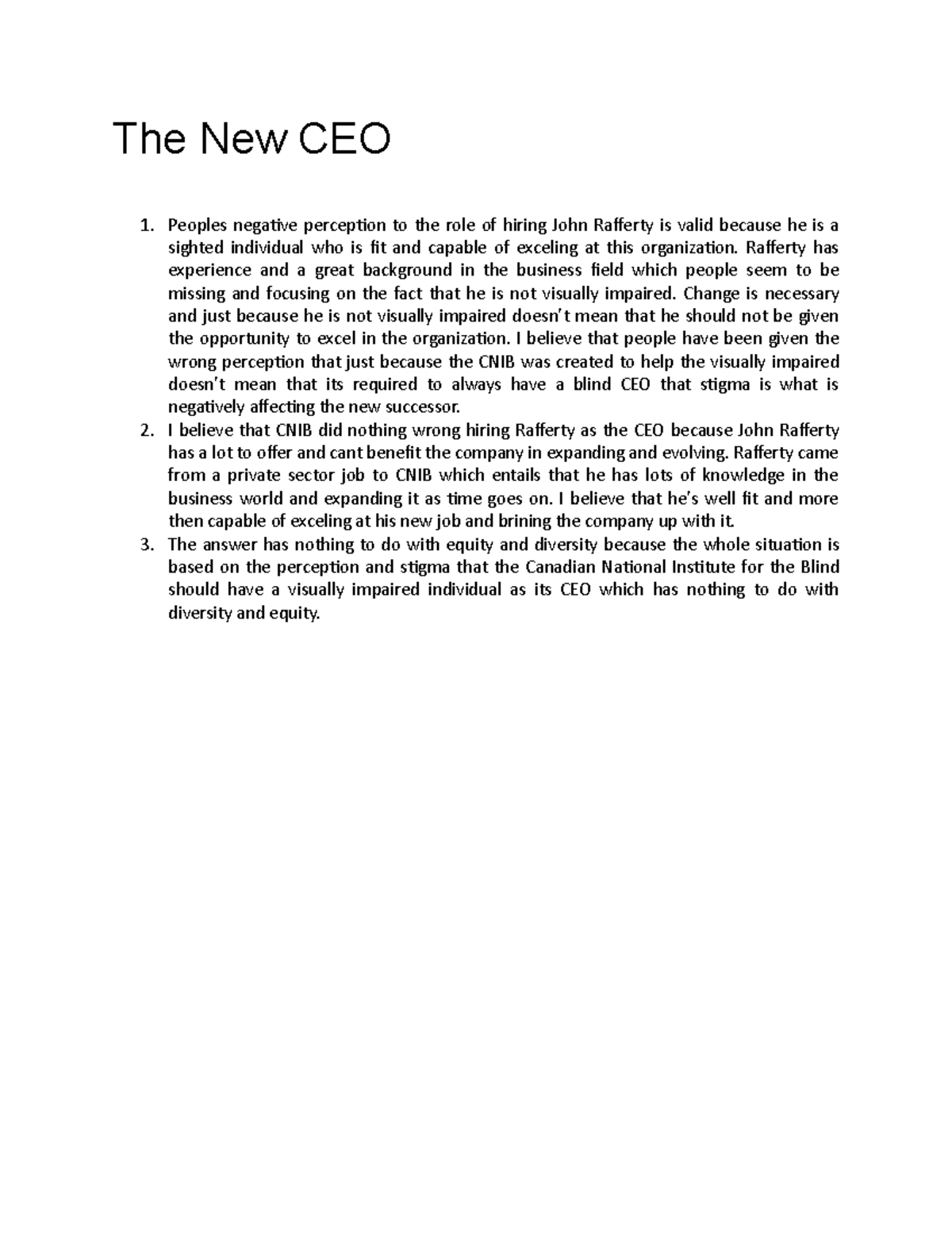 The New CEO Answer - The New CEO Peoples negative perception to the ...