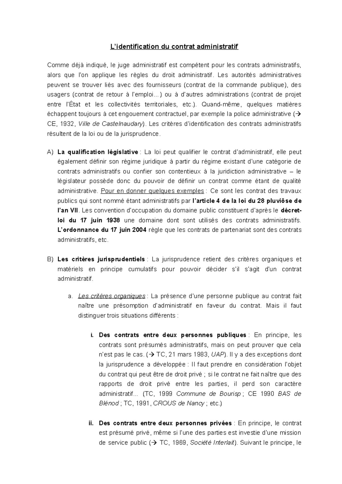 L'identification du contrat administratif - du contrat administratif ...