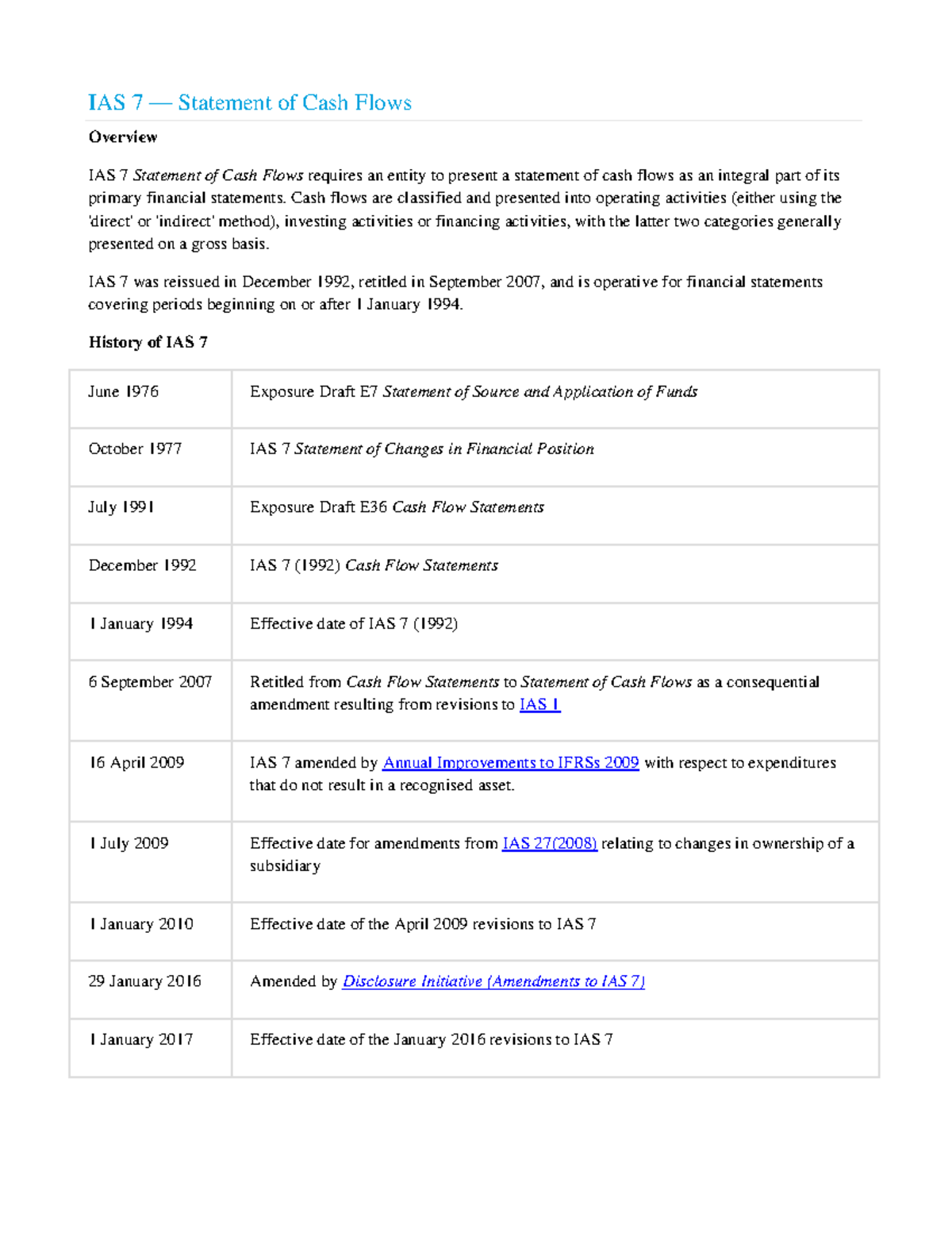 IAS 7 — Statement of Cash Flows - IAS 7 — Statement of Cash Flows ...