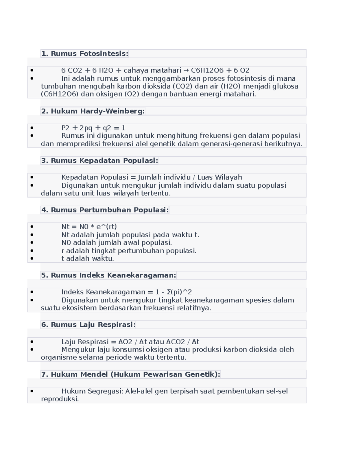 Biologi - bilogi serta rumus rumus nya - Rumus Fotosintesis: 6 CO2 + 6 ...