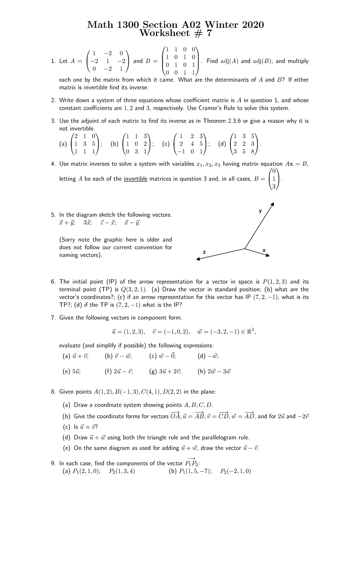 Worksheet 7 - Math 1300 Section A02 Winter 2020 Worksheet # 7 1. LetA ...