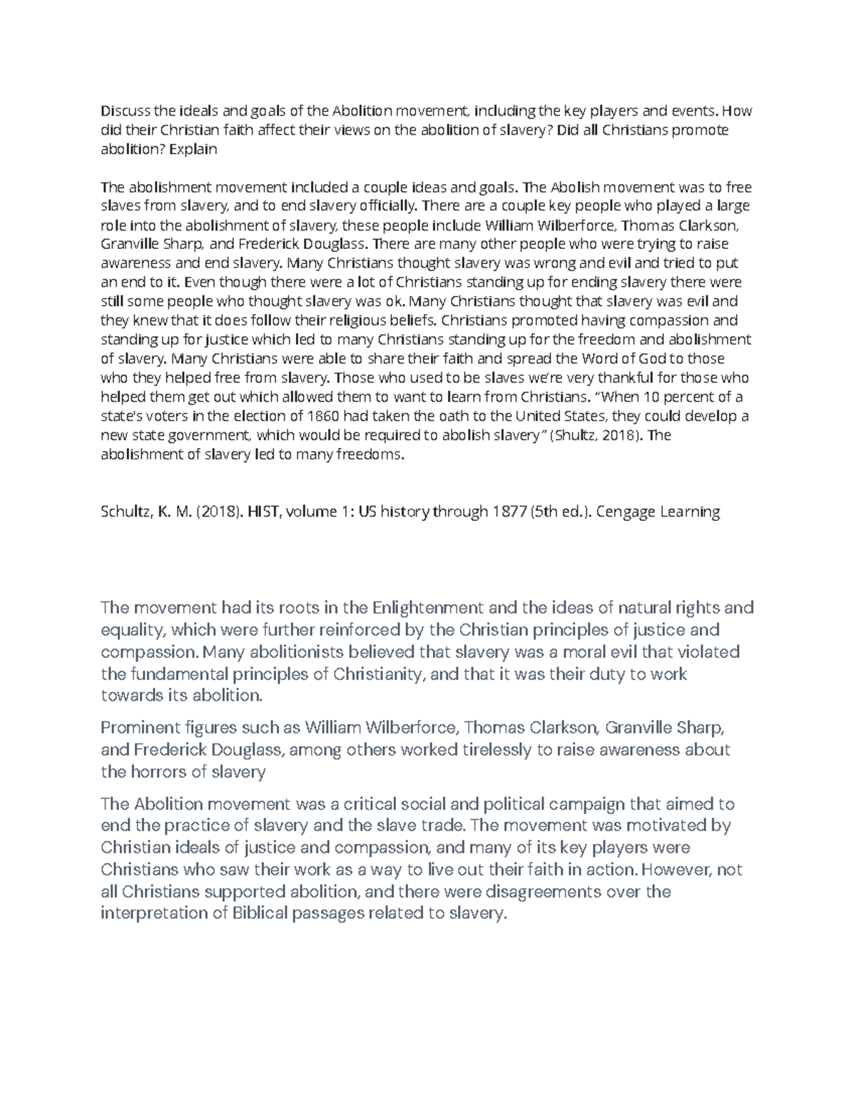 Topic 6 DQ 1 his-144 - Discuss the ideals and goals of the Abolition ...