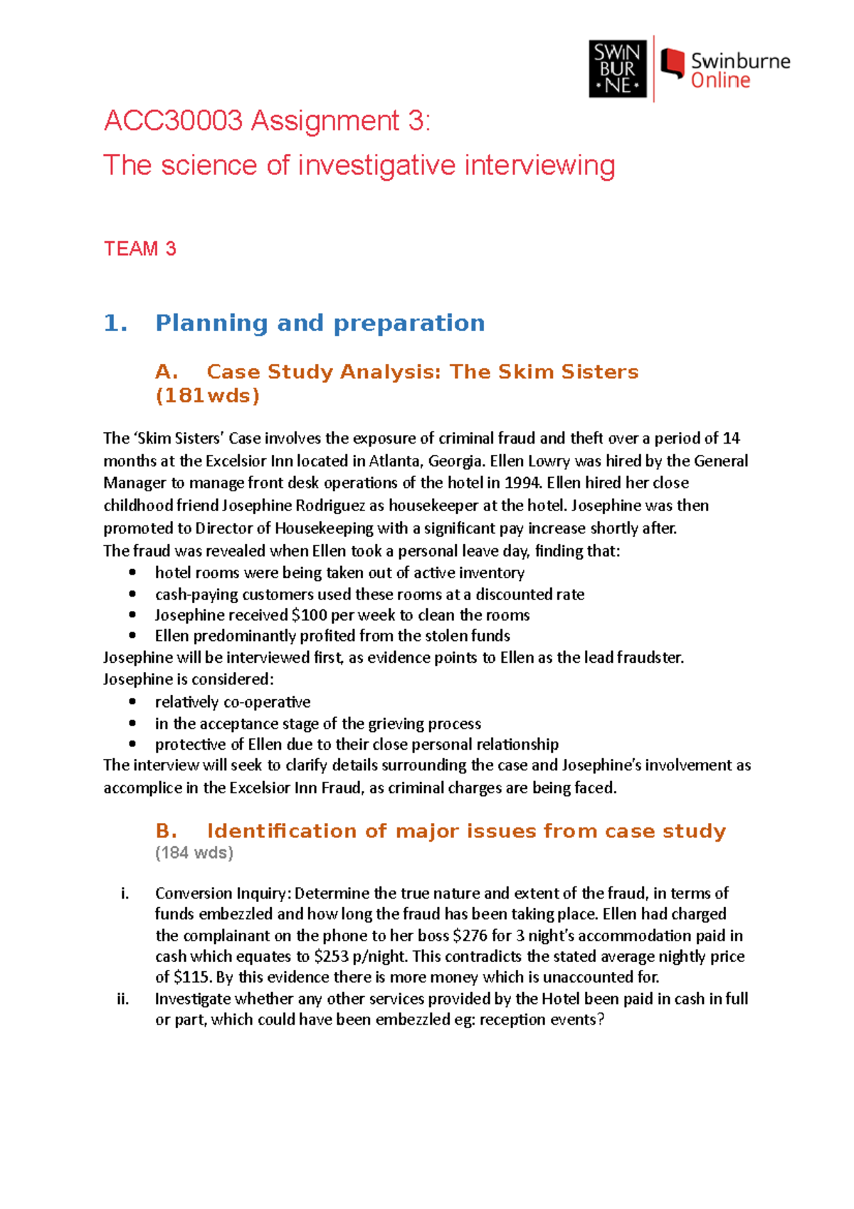 ACC30003 Assignment 3 - Suggested Format - ACC30003 - Swinburne - Studocu