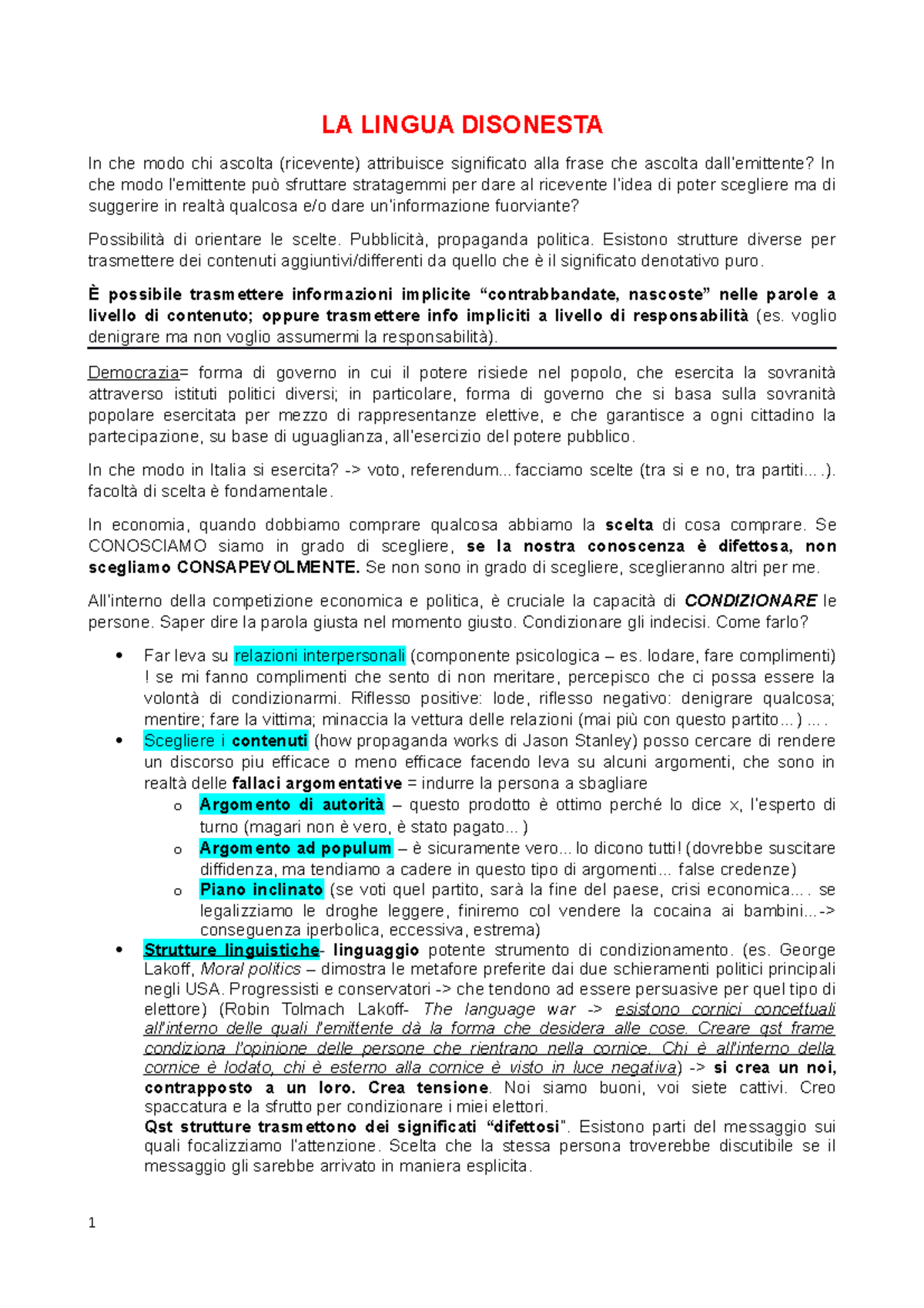 La lingua disonesta - contenuti impliciti e strategie di persuasione ...