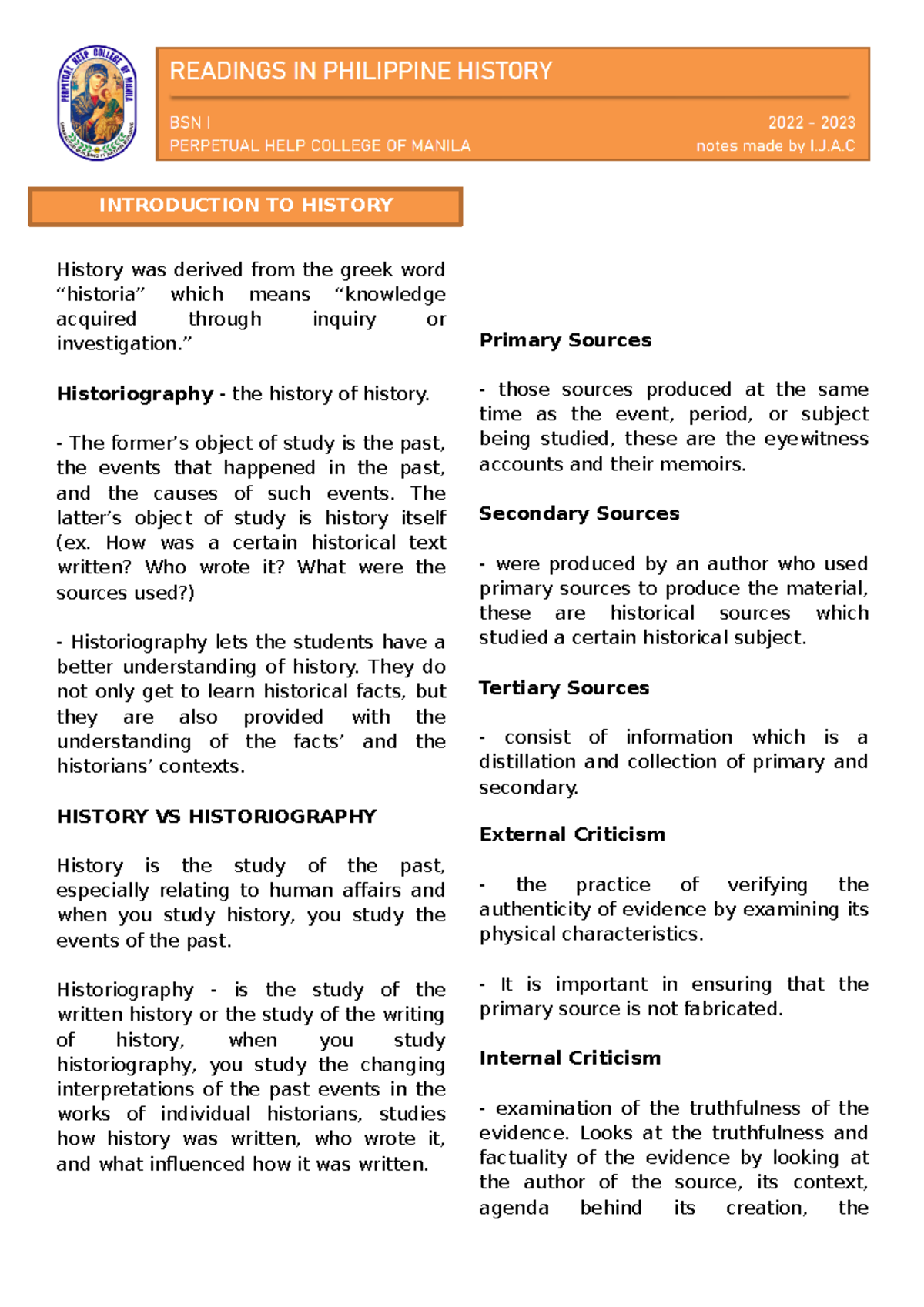 Phil history - helpful for students who are enrolled in the subject ...