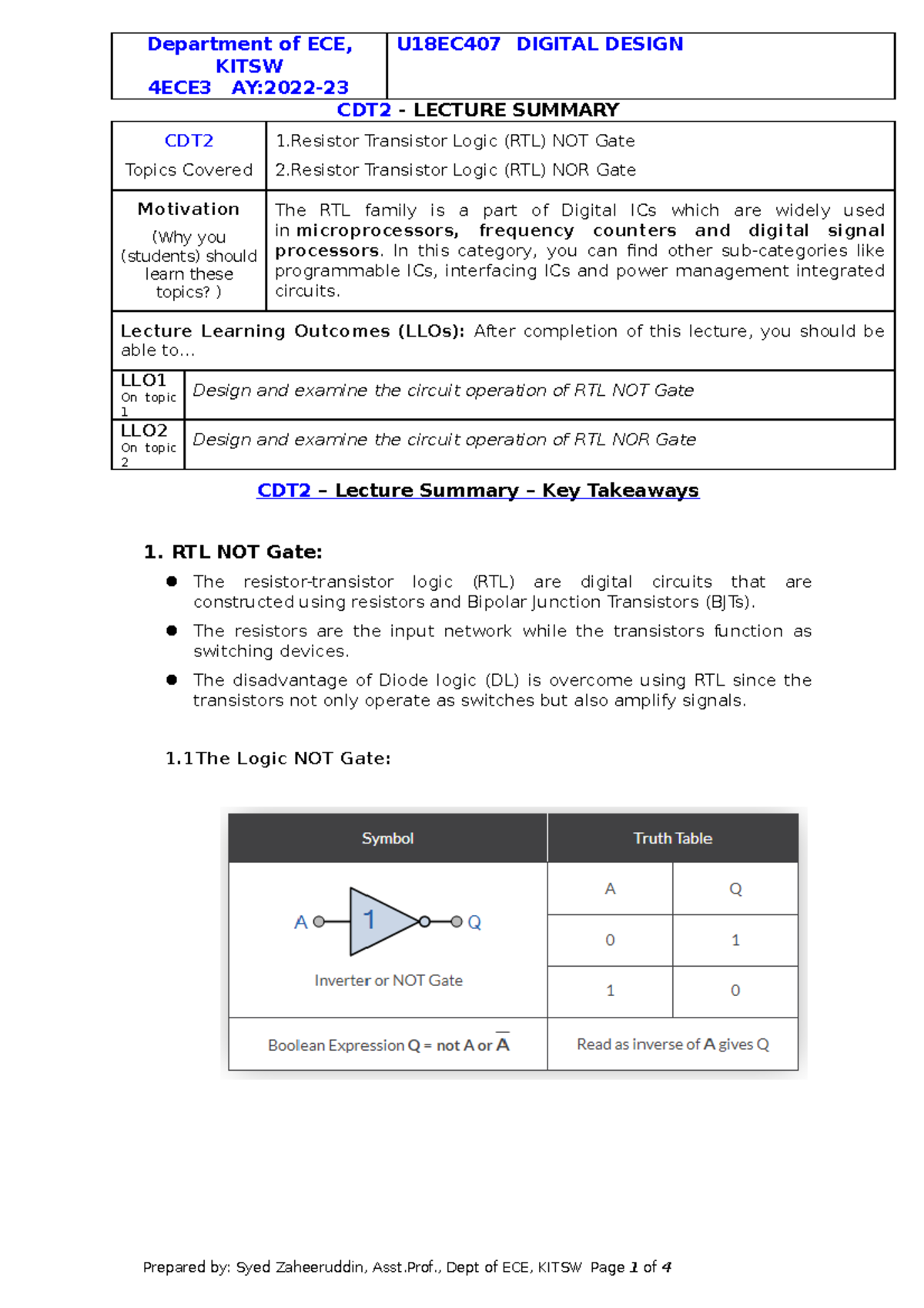 Week1 Dd Cdt2 Summary 4ece2 Dr Kitsw 4ece3 Ay2022 Cdt2 Lecture Summary Cdt Topics Covered