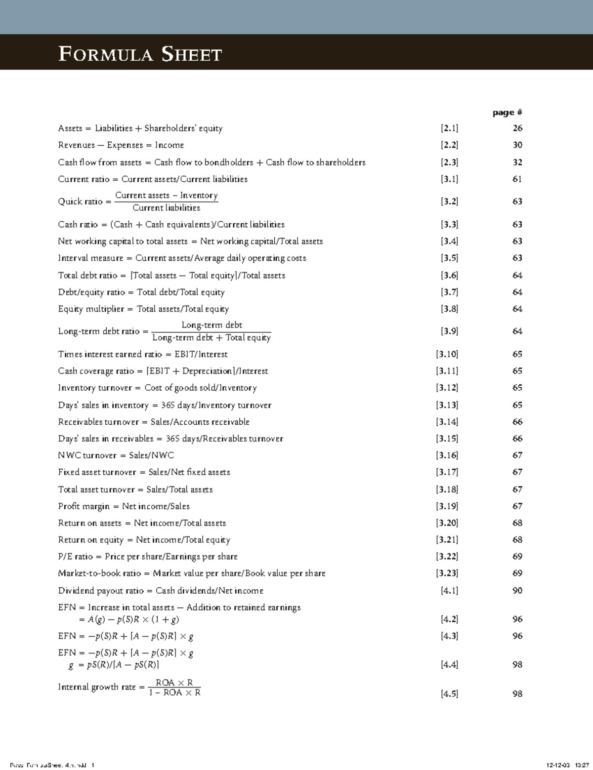 Formula Sheet - Studocu
