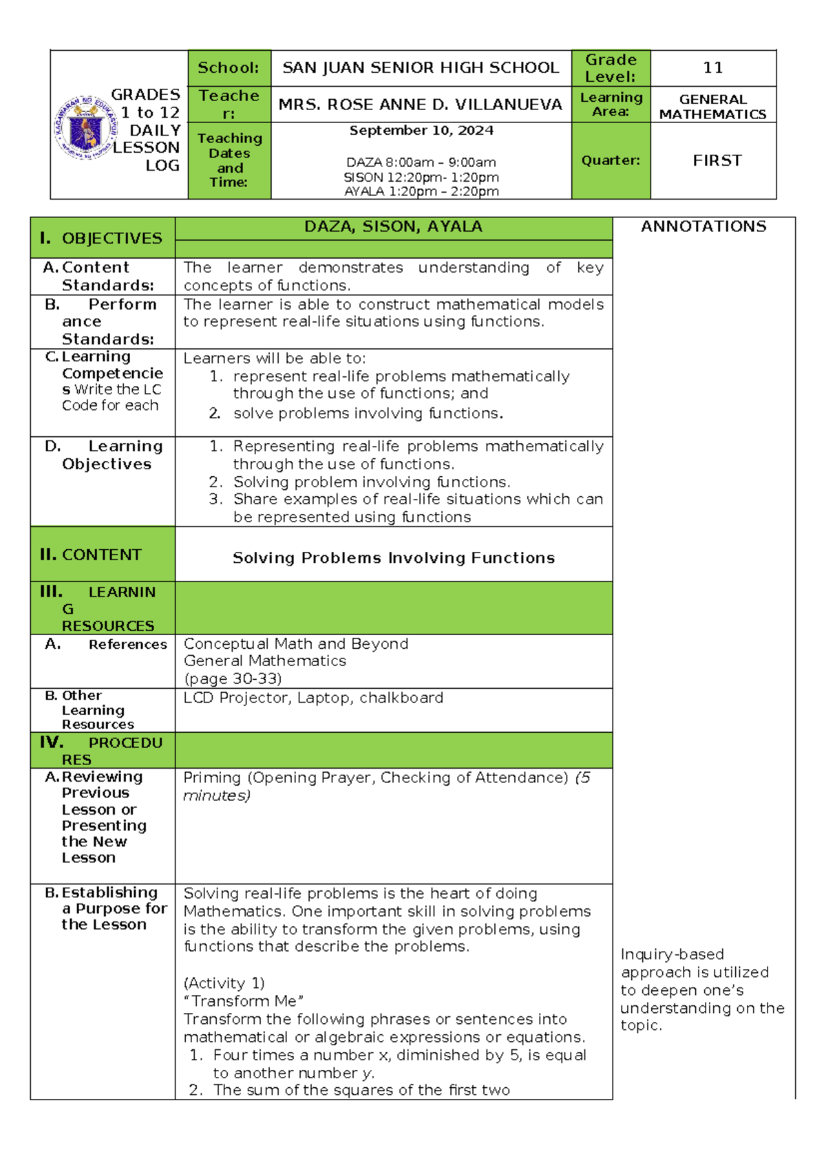 Lesson 3 Solving REAL LIFE Problem Sept 29,2023 - GRADES 1 to 12 DAILY ...