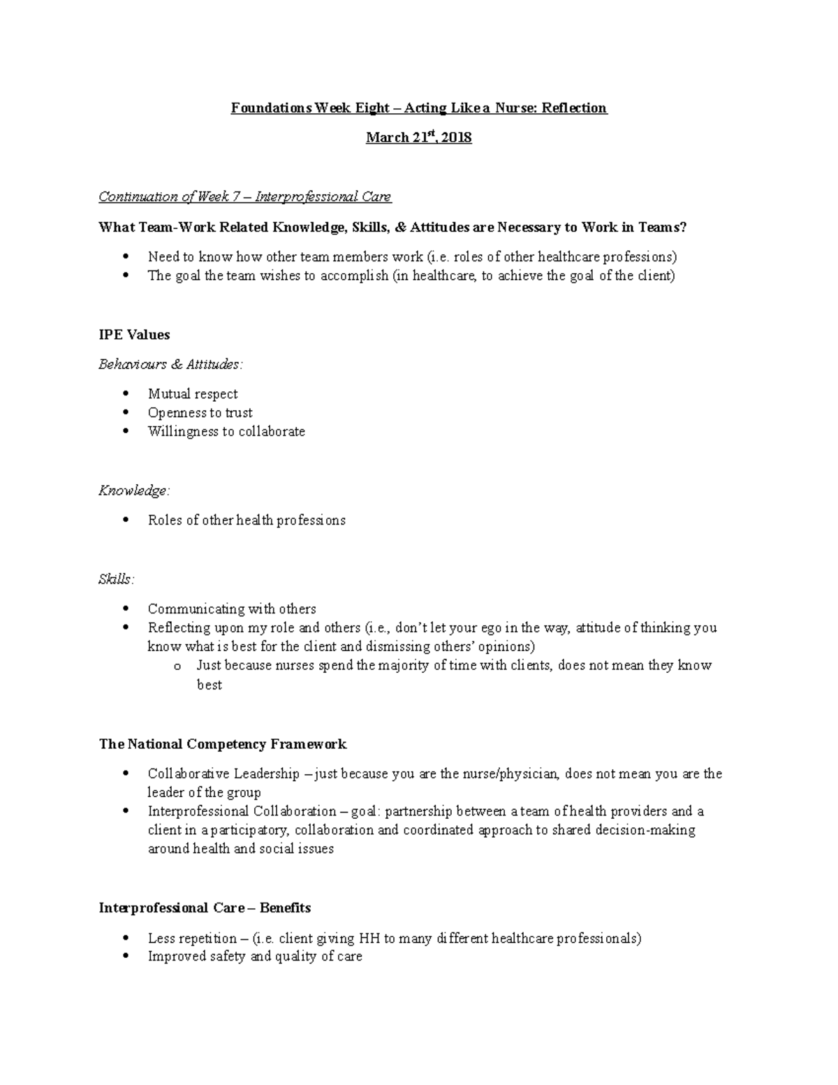 Foundations Week 8 - Reflection - Foundations Week Eight – Acting Like ...