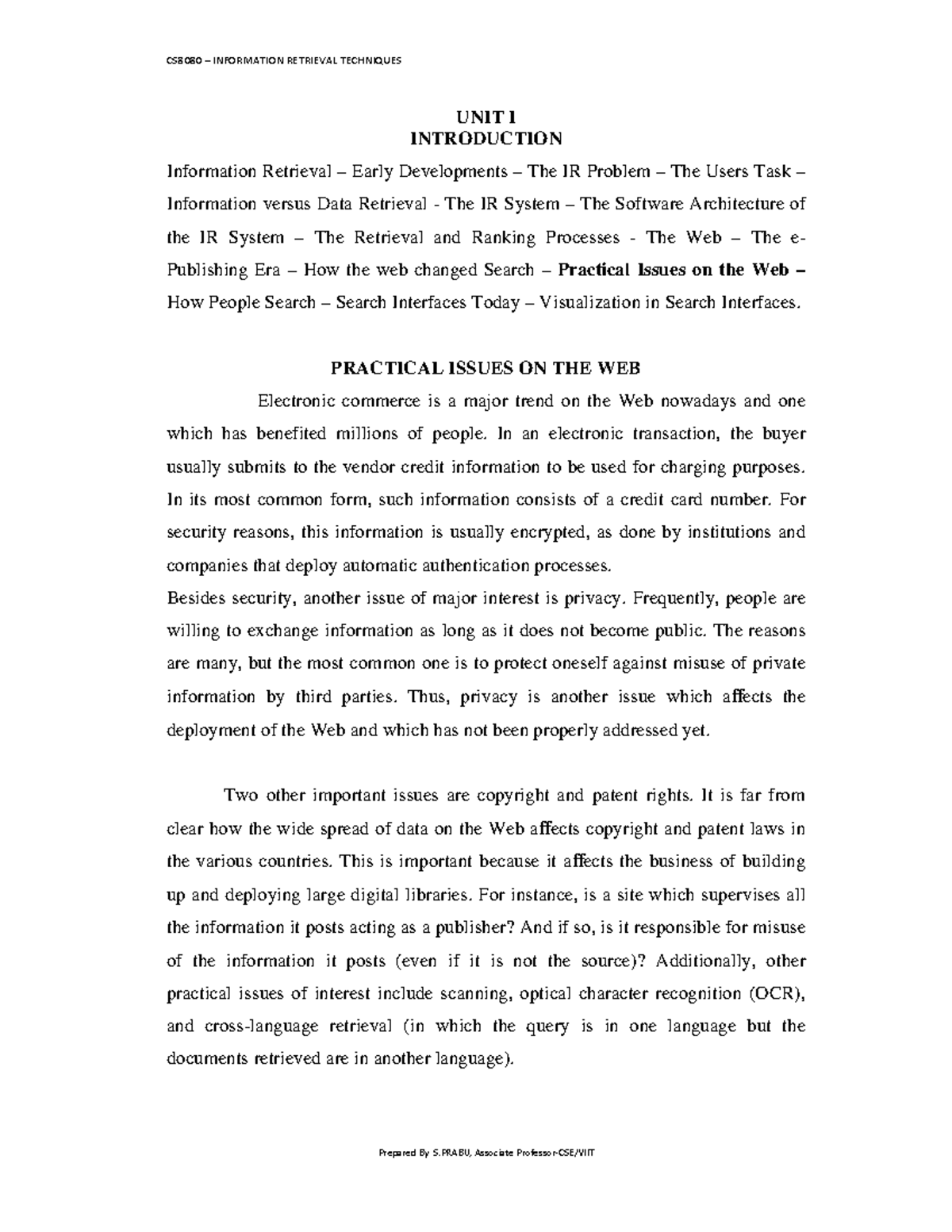 UNIT 1 10 Pract- Issues - notes - CS8080 – INFORMATION RETRIEVAL ...