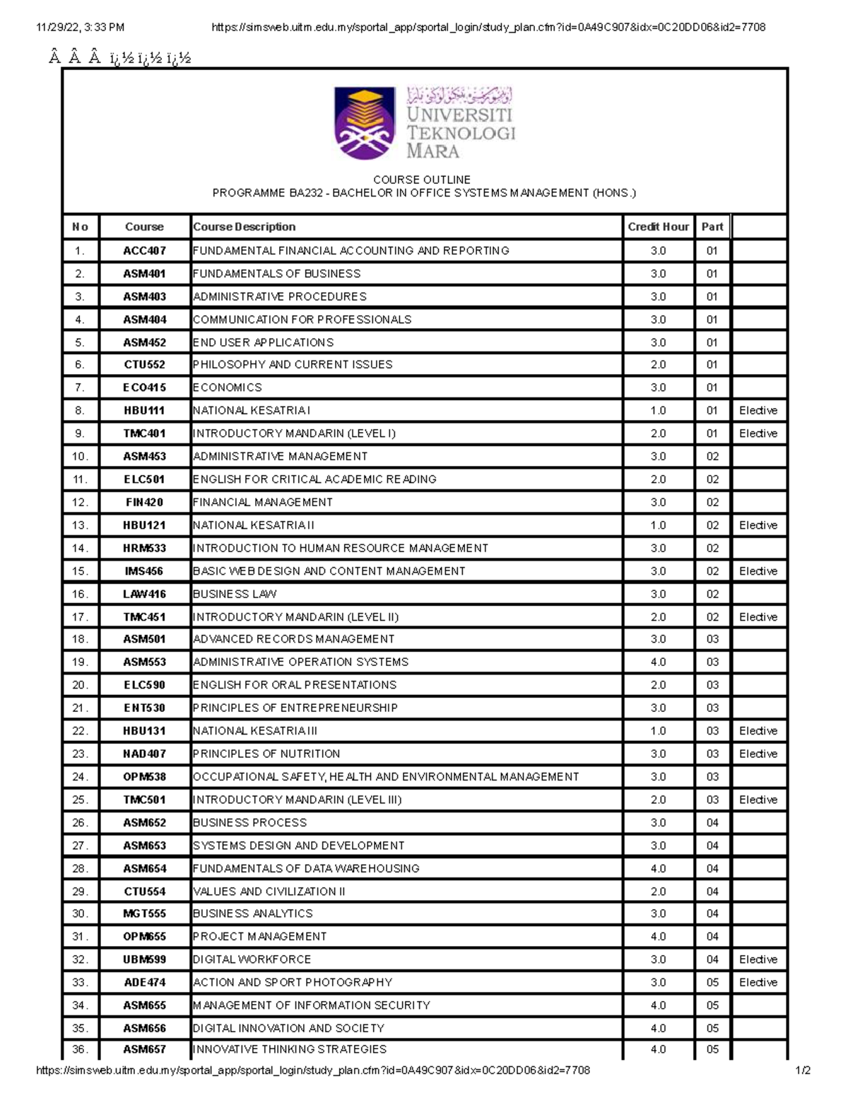 COURSE OUTLINE FOR OFFICE SYSTEM MANAGEMENT - 11/29/22, 3:33 PM - Studocu