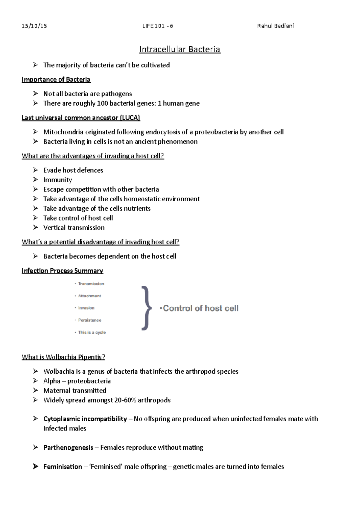 6 - Intracellular Bacteria - 15/10/15 LIFE 101 - 6 Rahul Badiani ...
