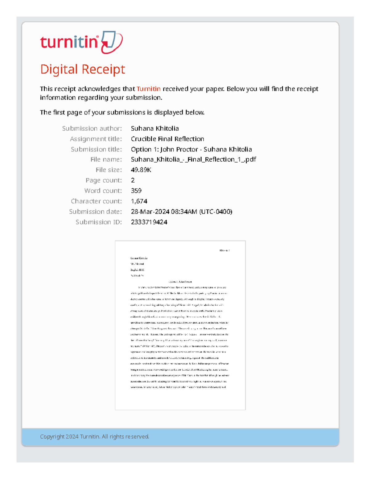 Receipt Option 1 John Proctor - Submission author: Assignment title ...