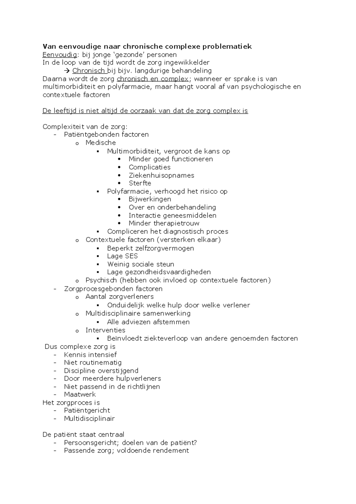 Van eenvoudige naar chronische complexe problematiek - langdurige ...