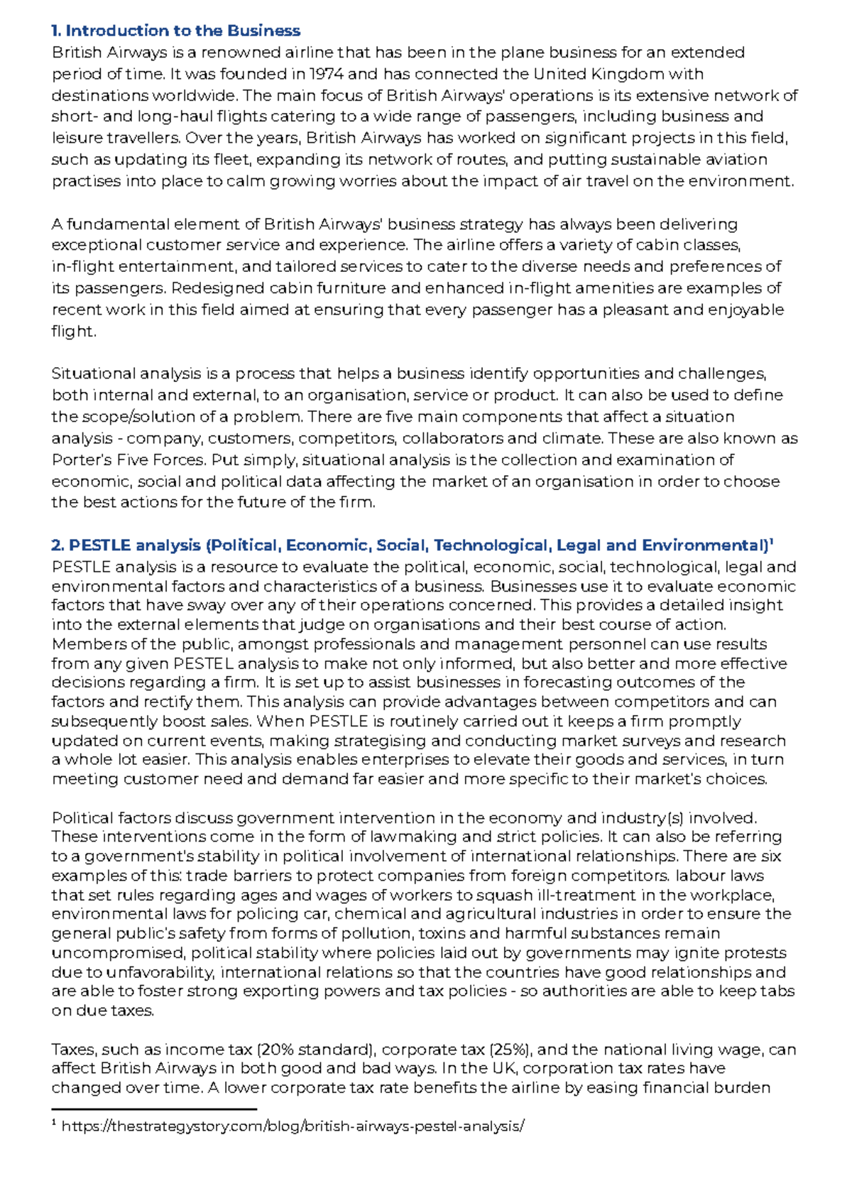 BTEC Business - Unit 1 Assignment 2 - British Airways - Introduction to ...