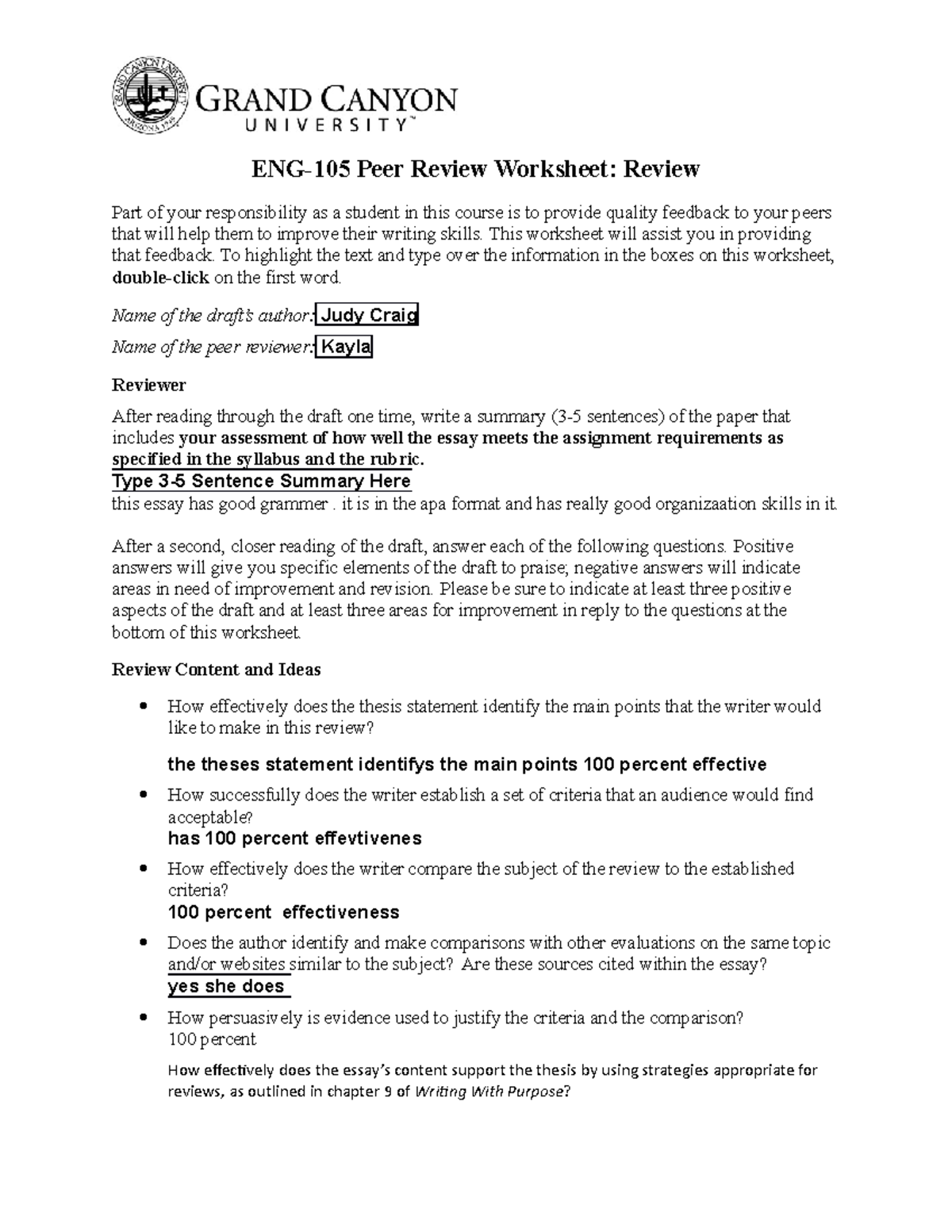 ENG-105-RS-Review Peer Review Worksheet Online - ENG-105 Peer Review ...