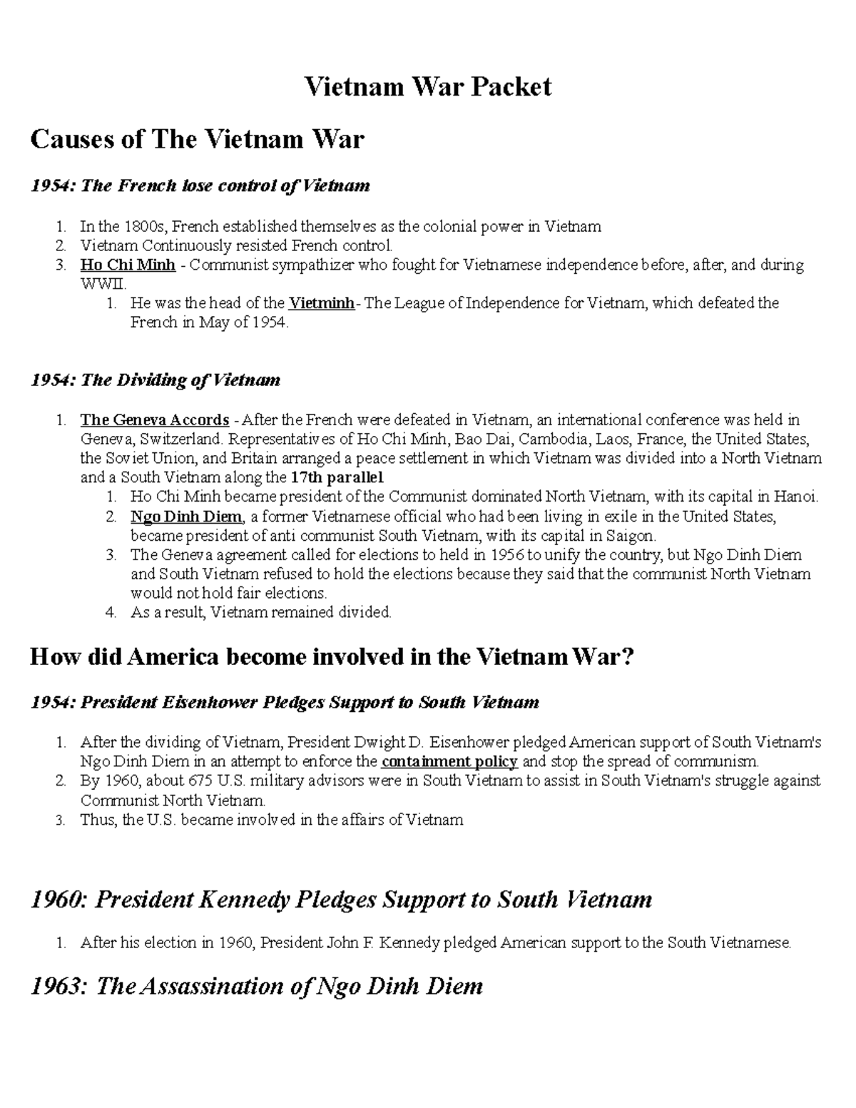 Causes of the Vietnam War - Studocu