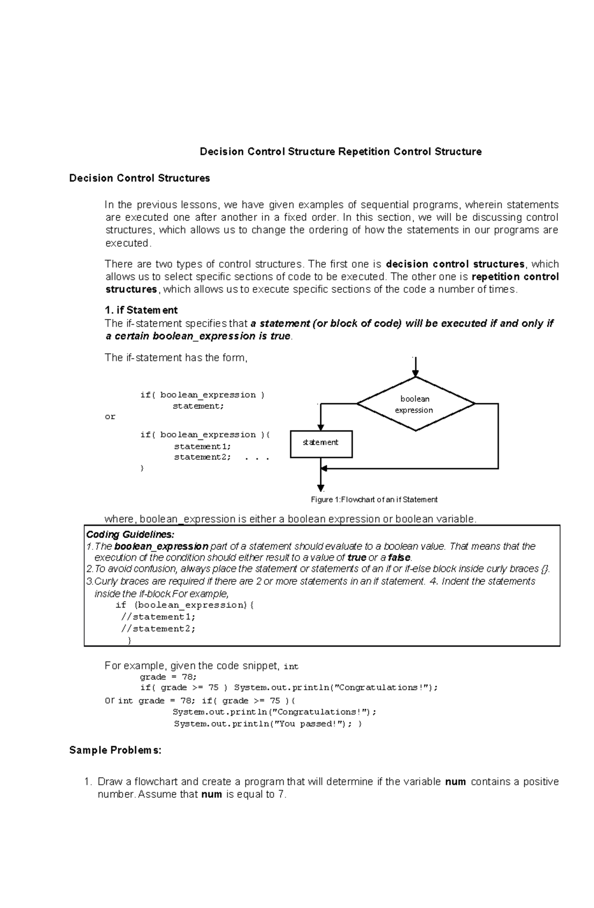 Decision Control Structure Repetition Control Structure - In this ...
