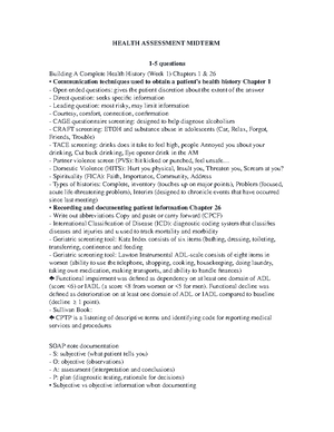 Advanced Assessment Week 7 - Week 7 - Chest Pain Documentation Shadow ...