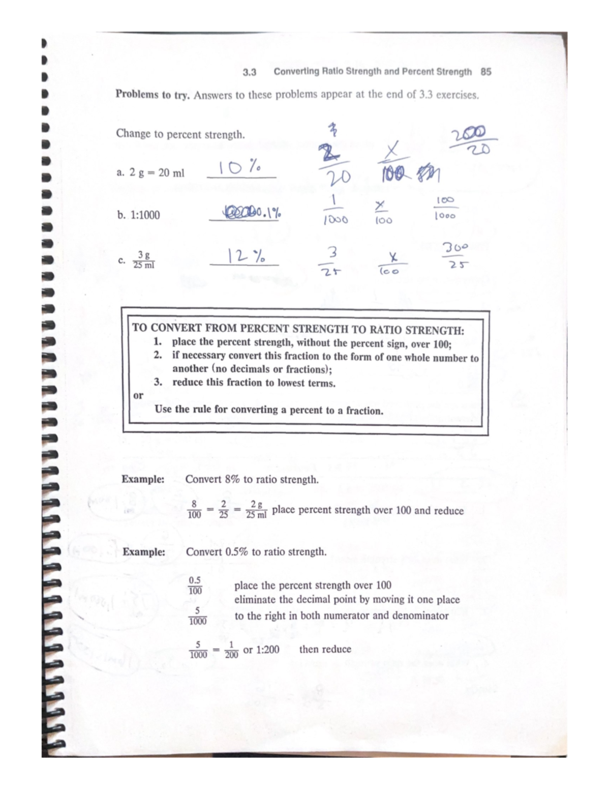 Chap 1, 3 hw - Chap 1, 3 - 3 Converting Ratio Strength and Percent ...