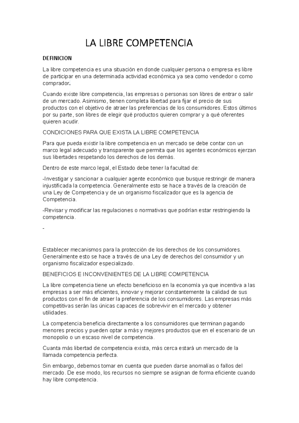 LA Libre Competencia (Recuperado automáticamente) - LA LIBRE COMPETENCIA DEFINICION La libre ...