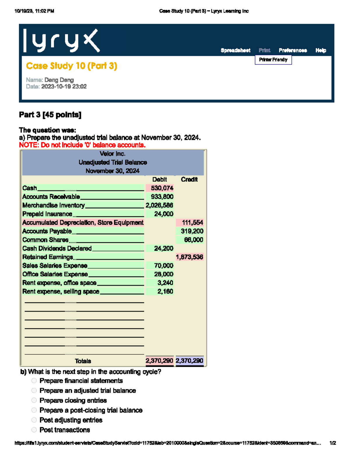 Part 3 - case study 10 part 3 - Acct 3221 - Studocu