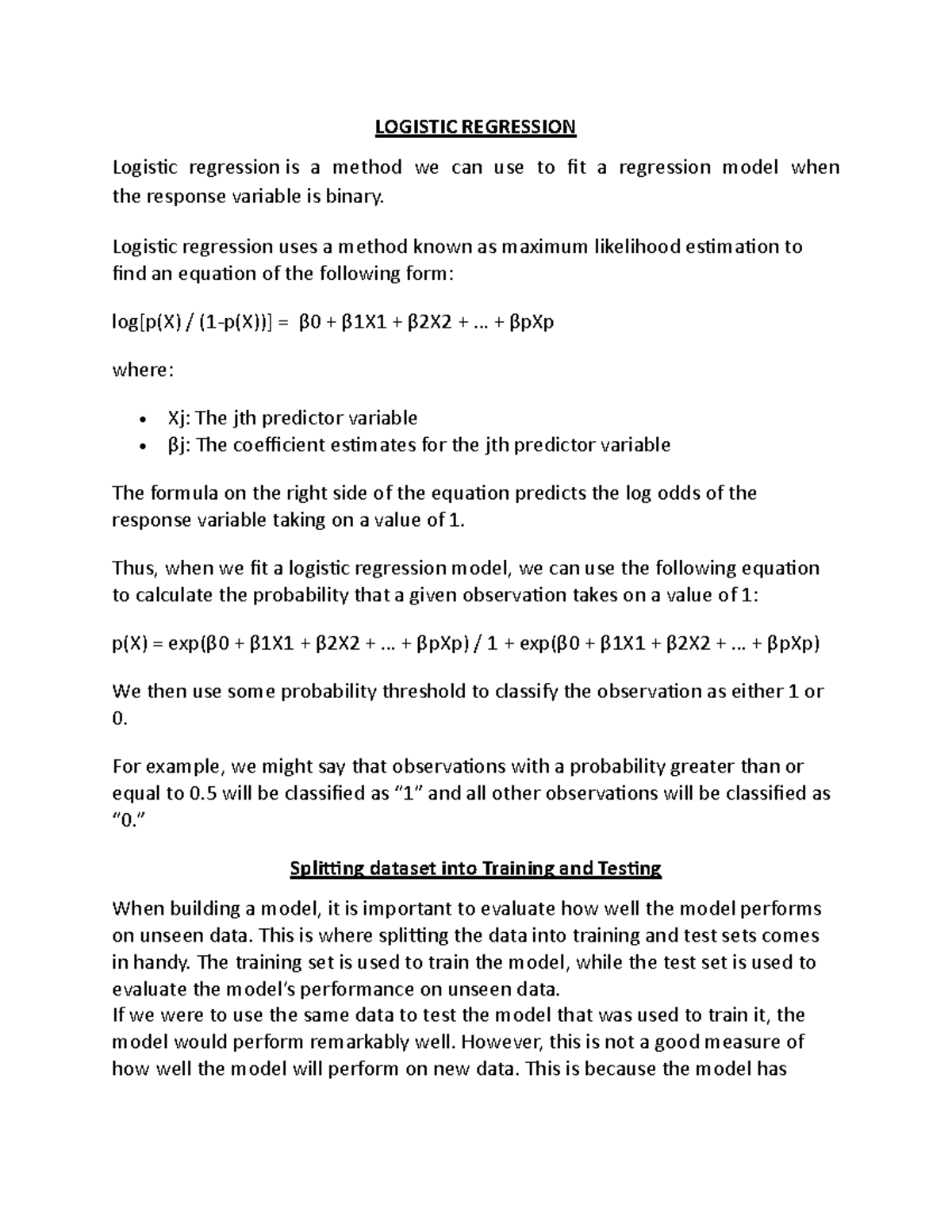 Logistic Regression Logistic Regression Logistic Regression Is A Method We Can Use To Fit A