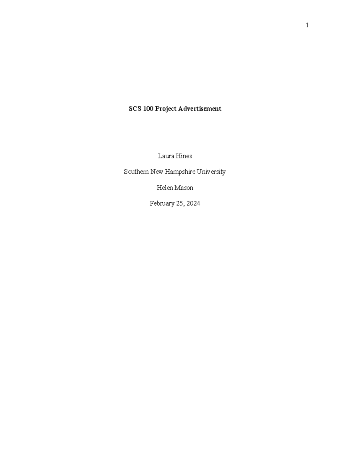 SCS 100 Project Advertisement - SCS 100 Project Advertisement Laura ...