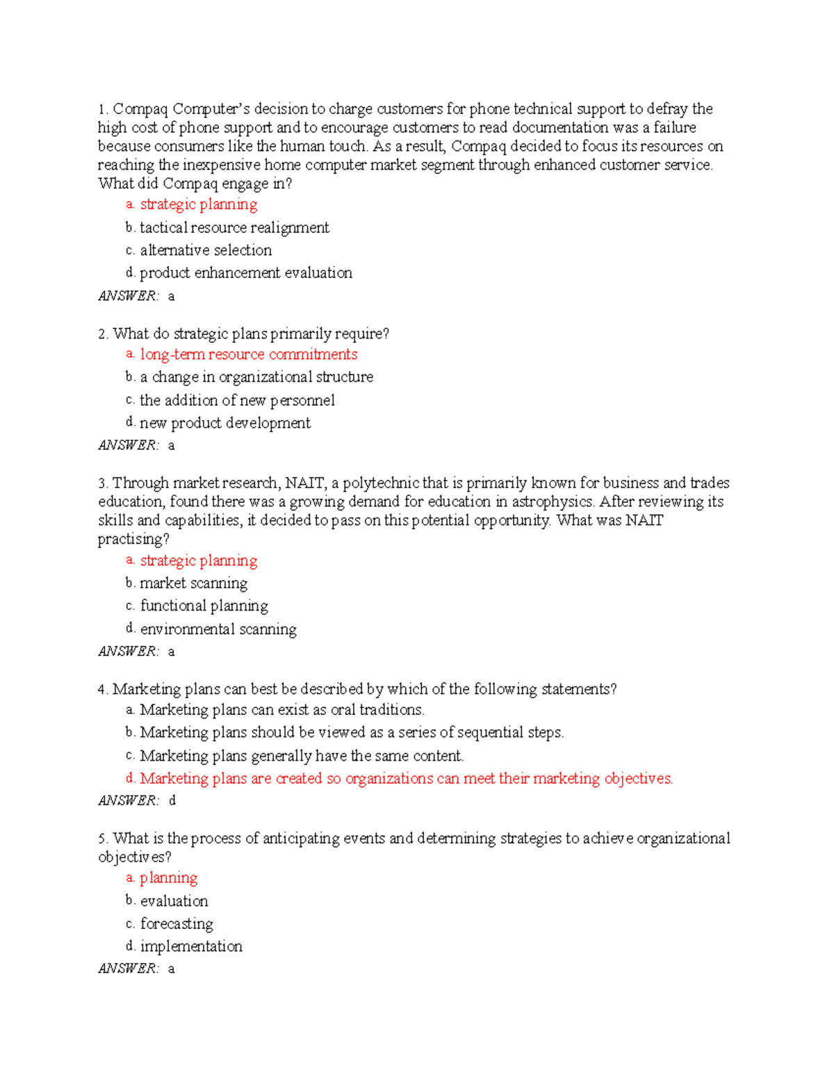 exam for marketing - - Studocu