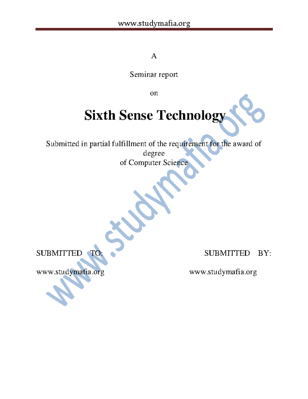 CSE Sixth Sense Technology report - A Seminar report on Sixth Sense ...