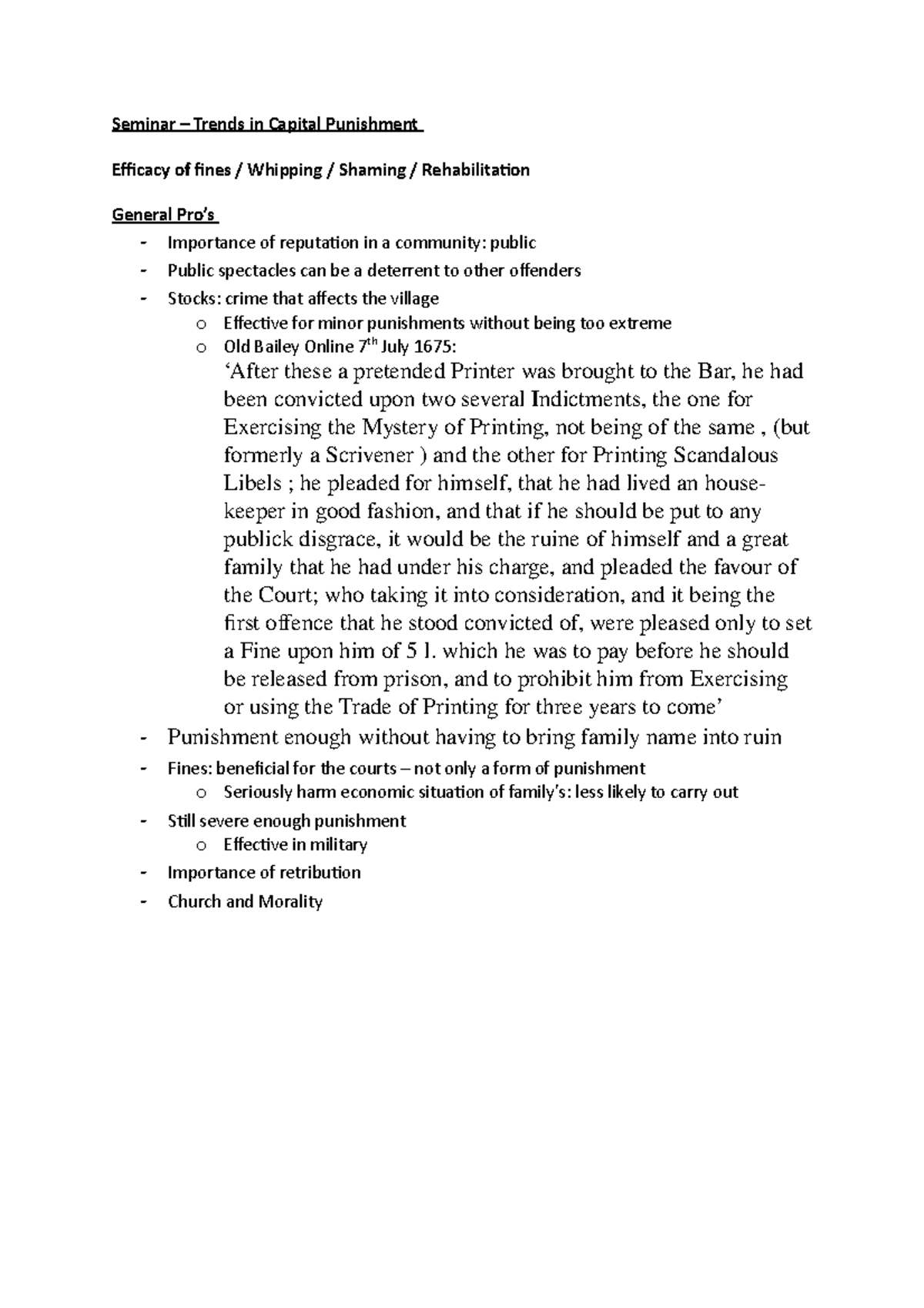 Trends in Punishment - Seminar – Trends in Capital Punishment Efficacy ...