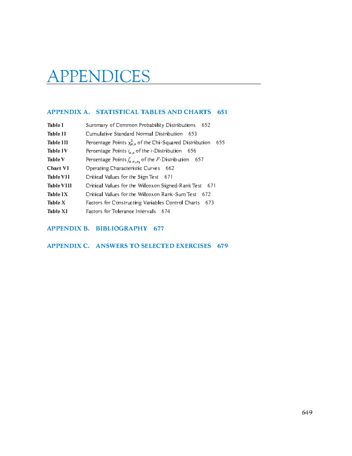 Statistical tables - stat notes - APPENDICES 652 APPENDIX A STATISTICAL ...